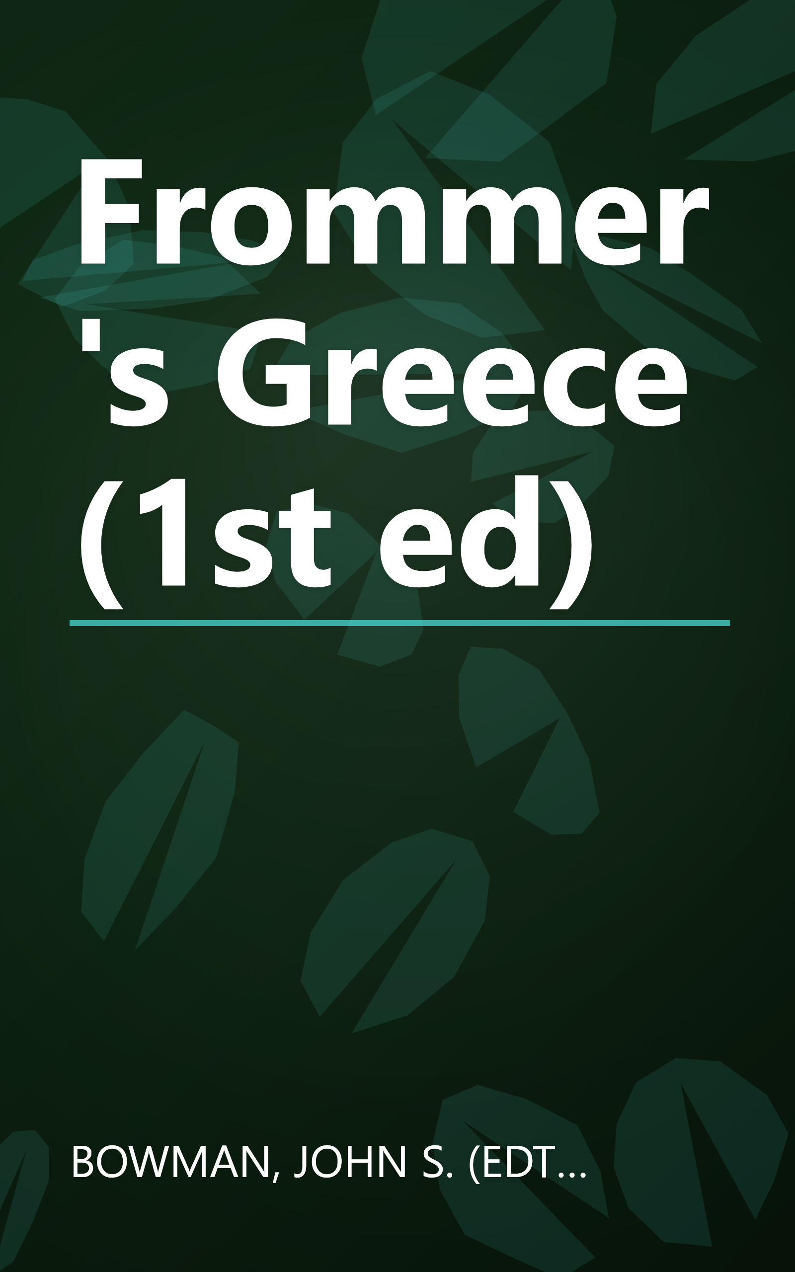 Frommer's Greece (1st ed) book cover