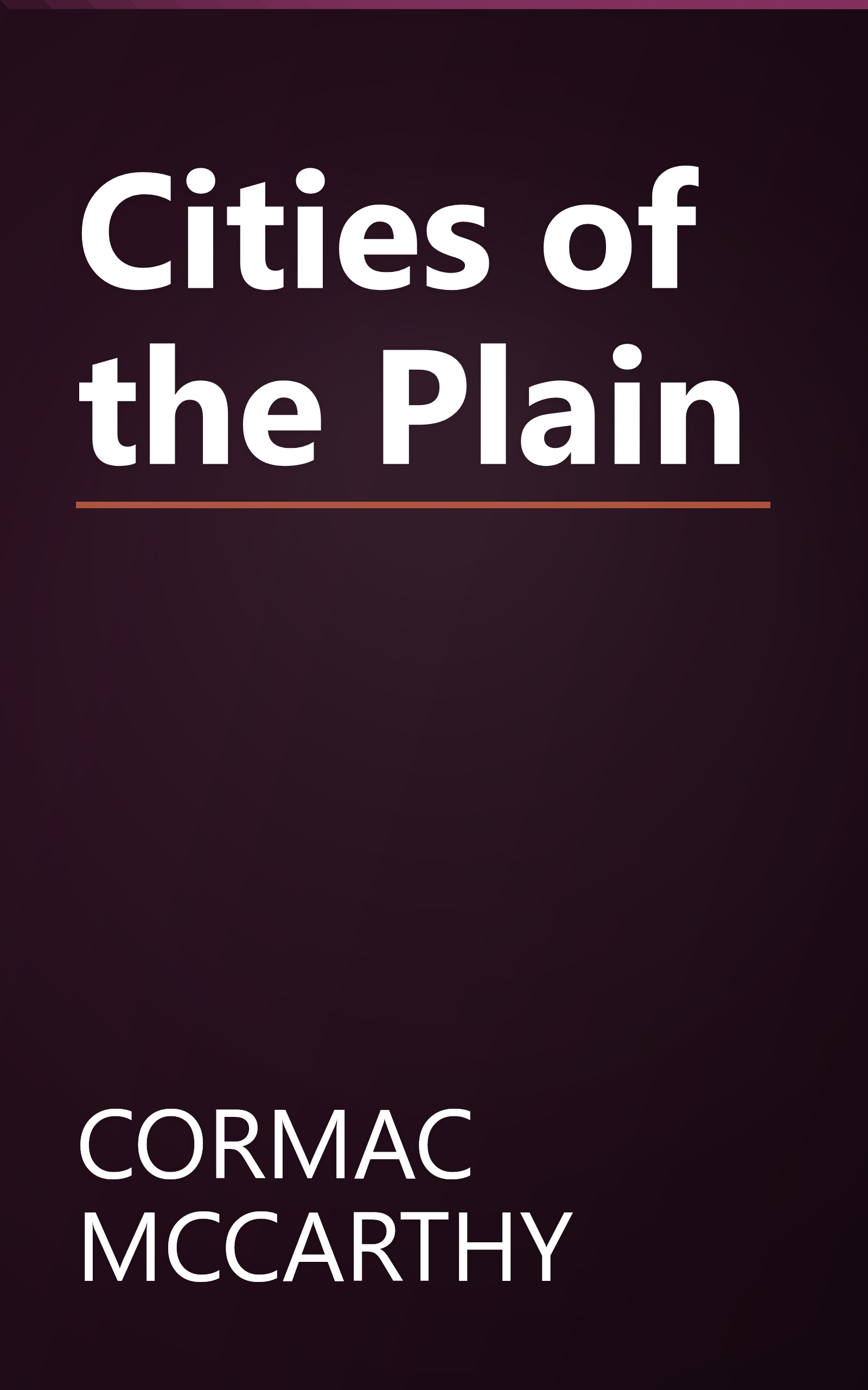 Cities of the Plain book cover