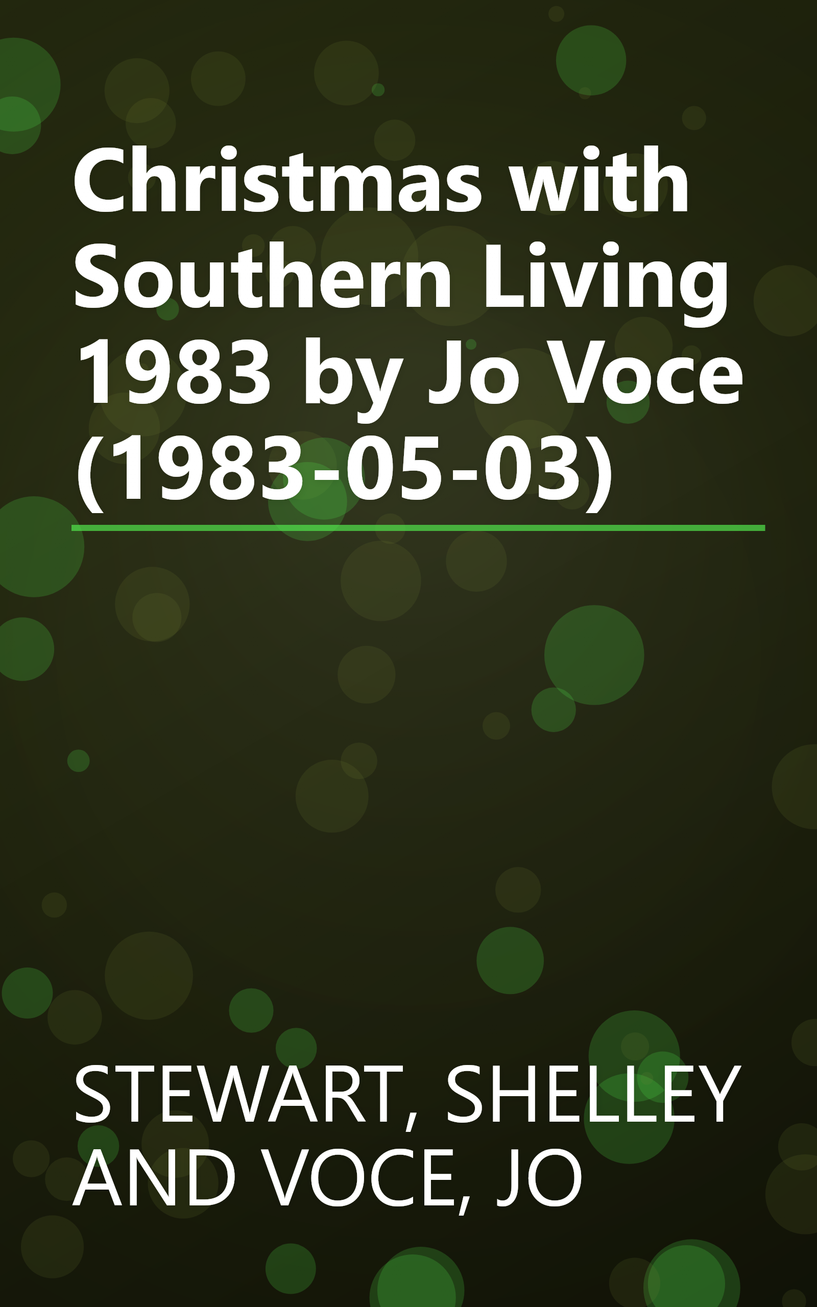 Christmas with Southern Living 1983 by Jo Voce (1983-05-03) book cover