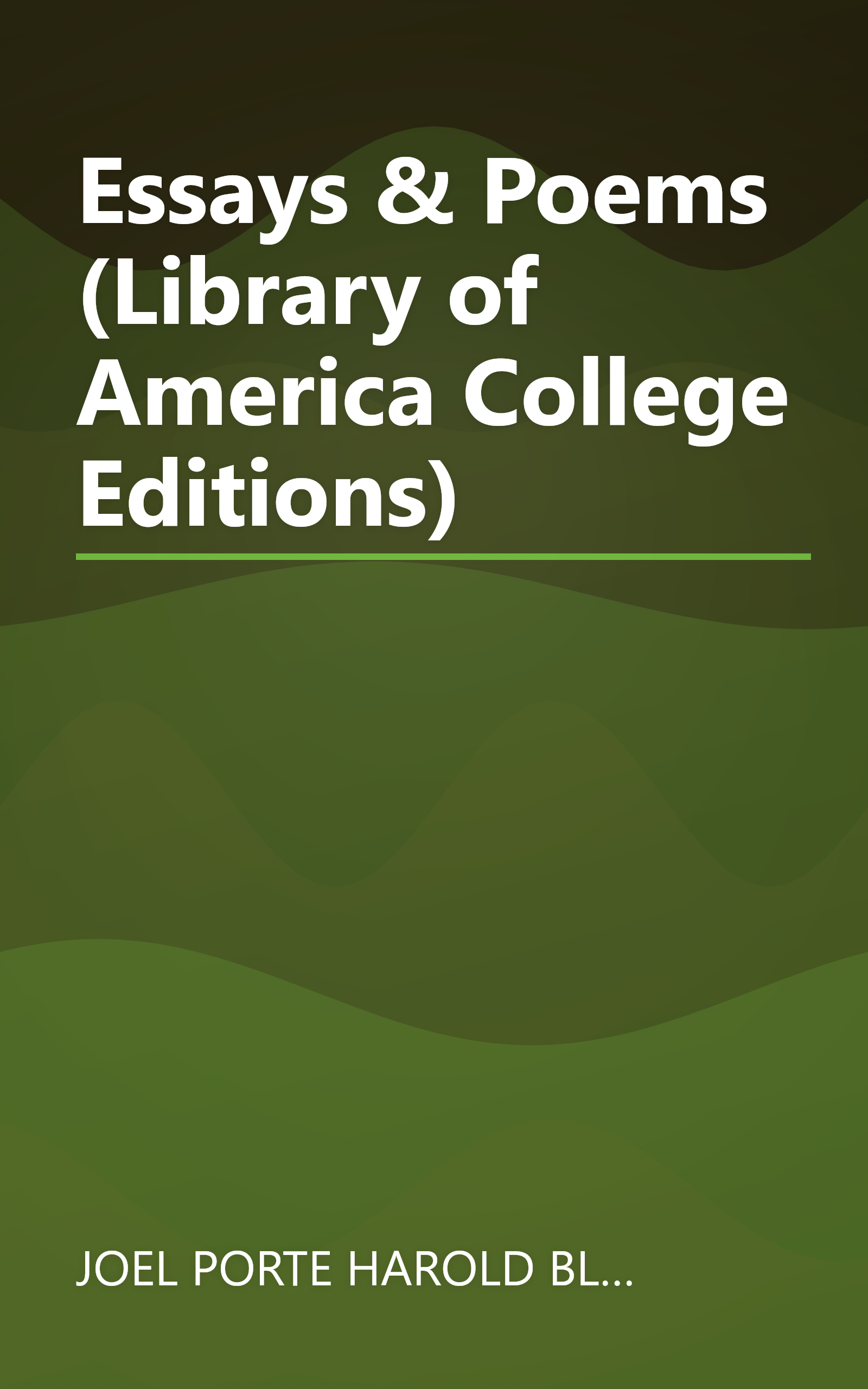 Essays & Poems (Library of America College Editions) book cover