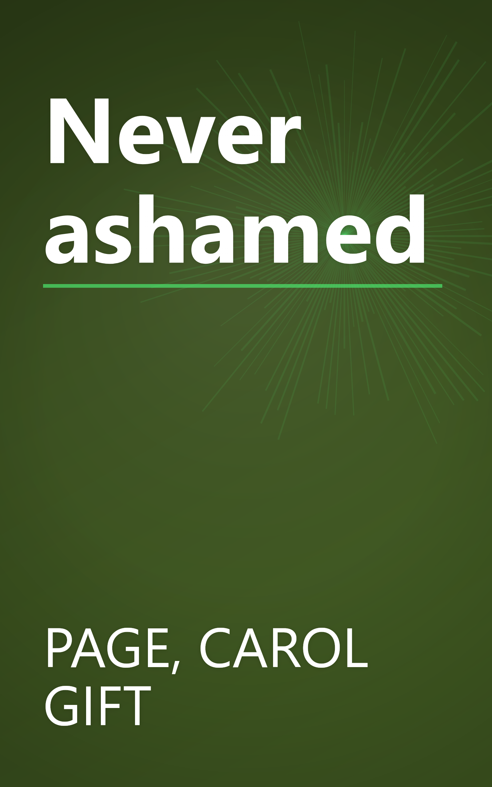 Never ashamed book cover