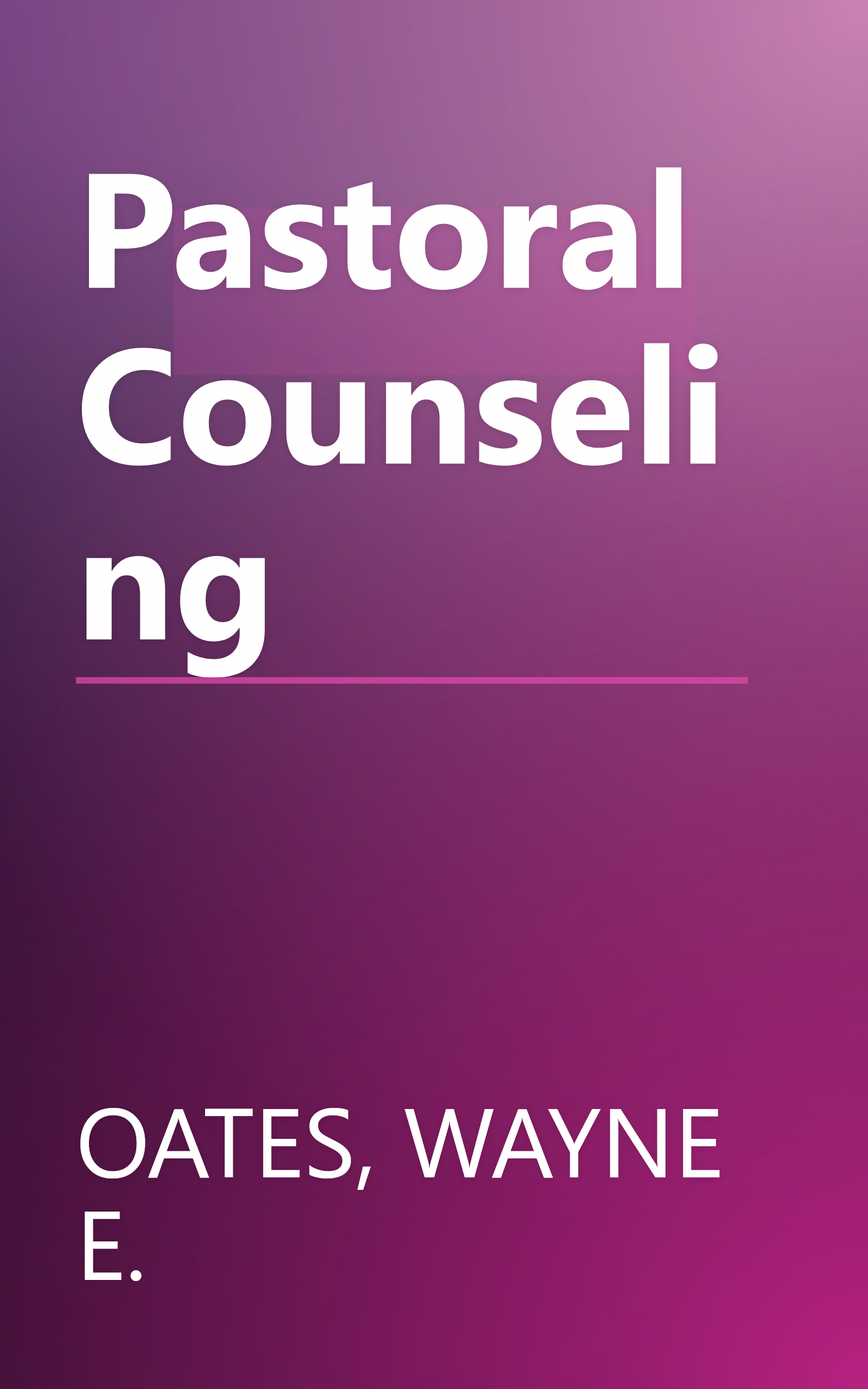 Pastoral Counseling book cover