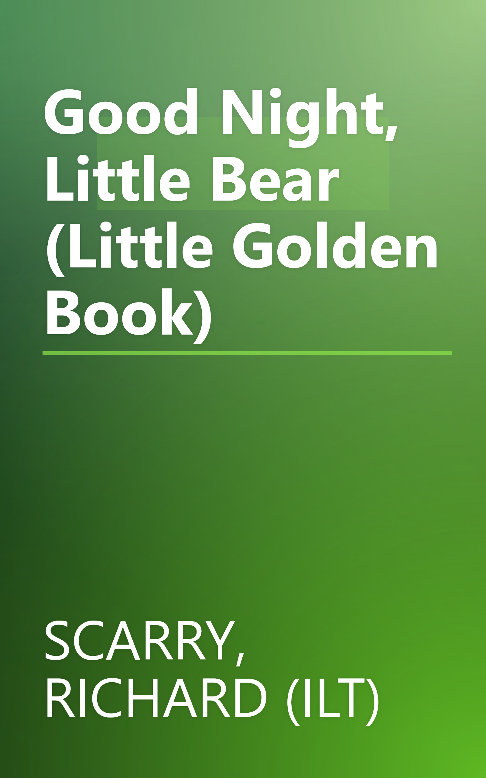 Good Night, Little Bear (Little Golden Book) book cover