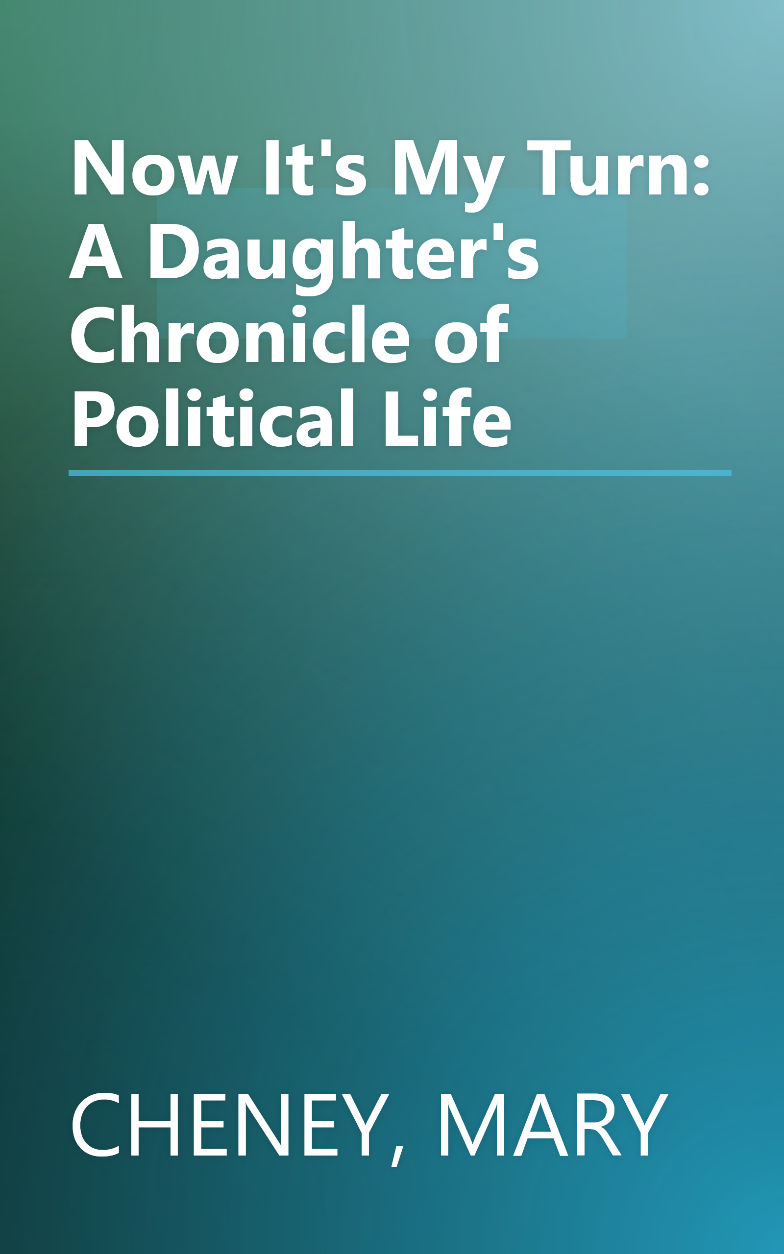 Now It's My Turn: A Daughter's Chronicle of Political Life book cover