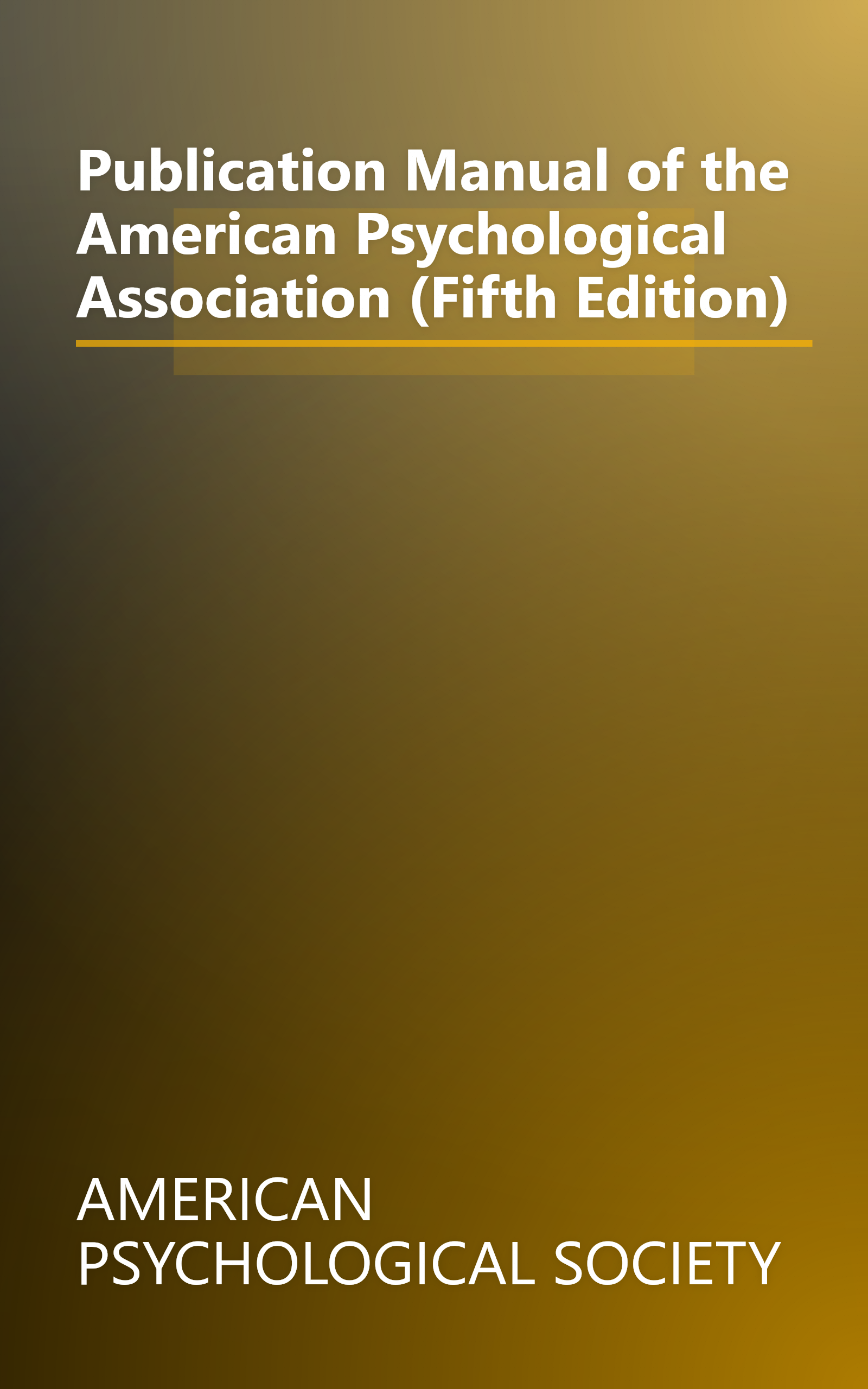 Publication Manual of the American Psychological Association (Fifth Edition) book cover