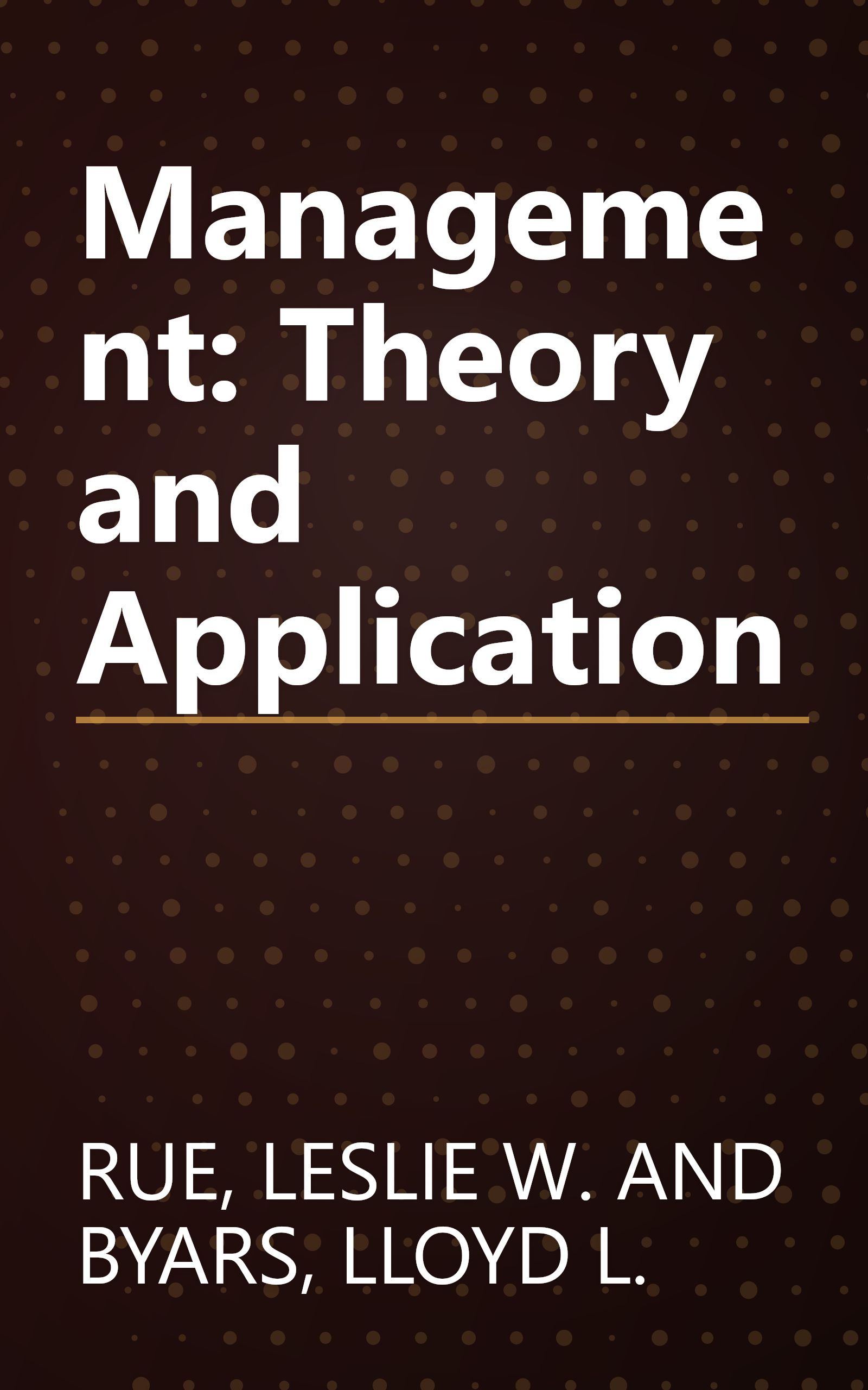 Management: Theory and Application book cover