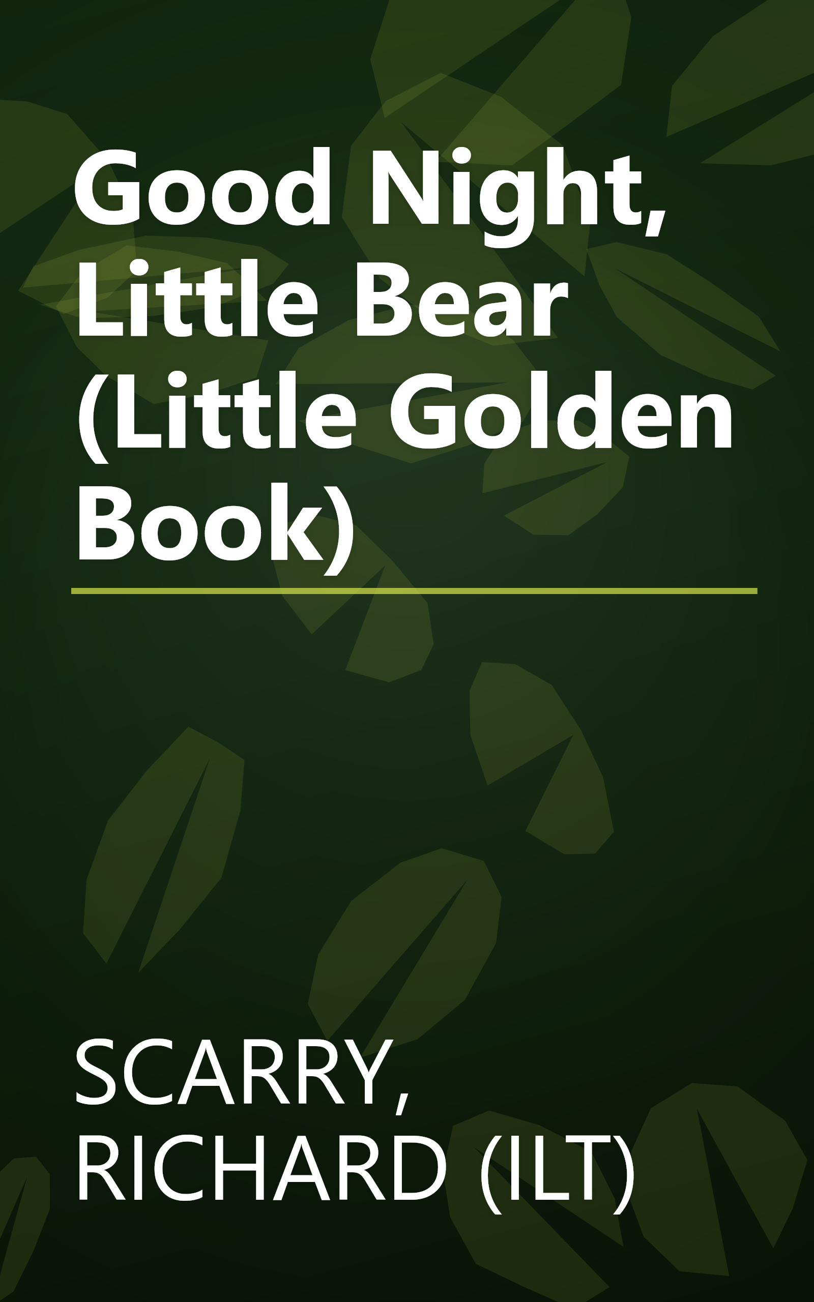 Good Night, Little Bear (Little Golden Book) book cover