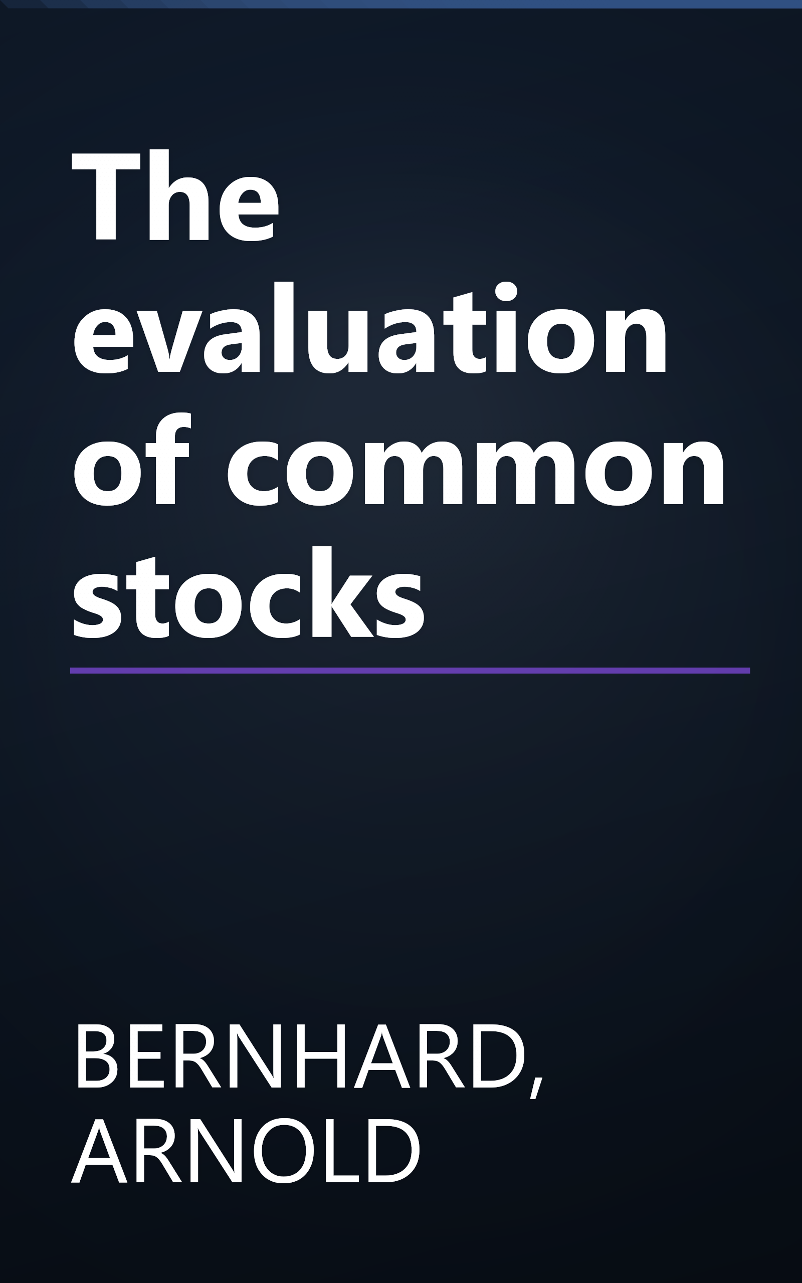 The evaluation of common stocks book cover