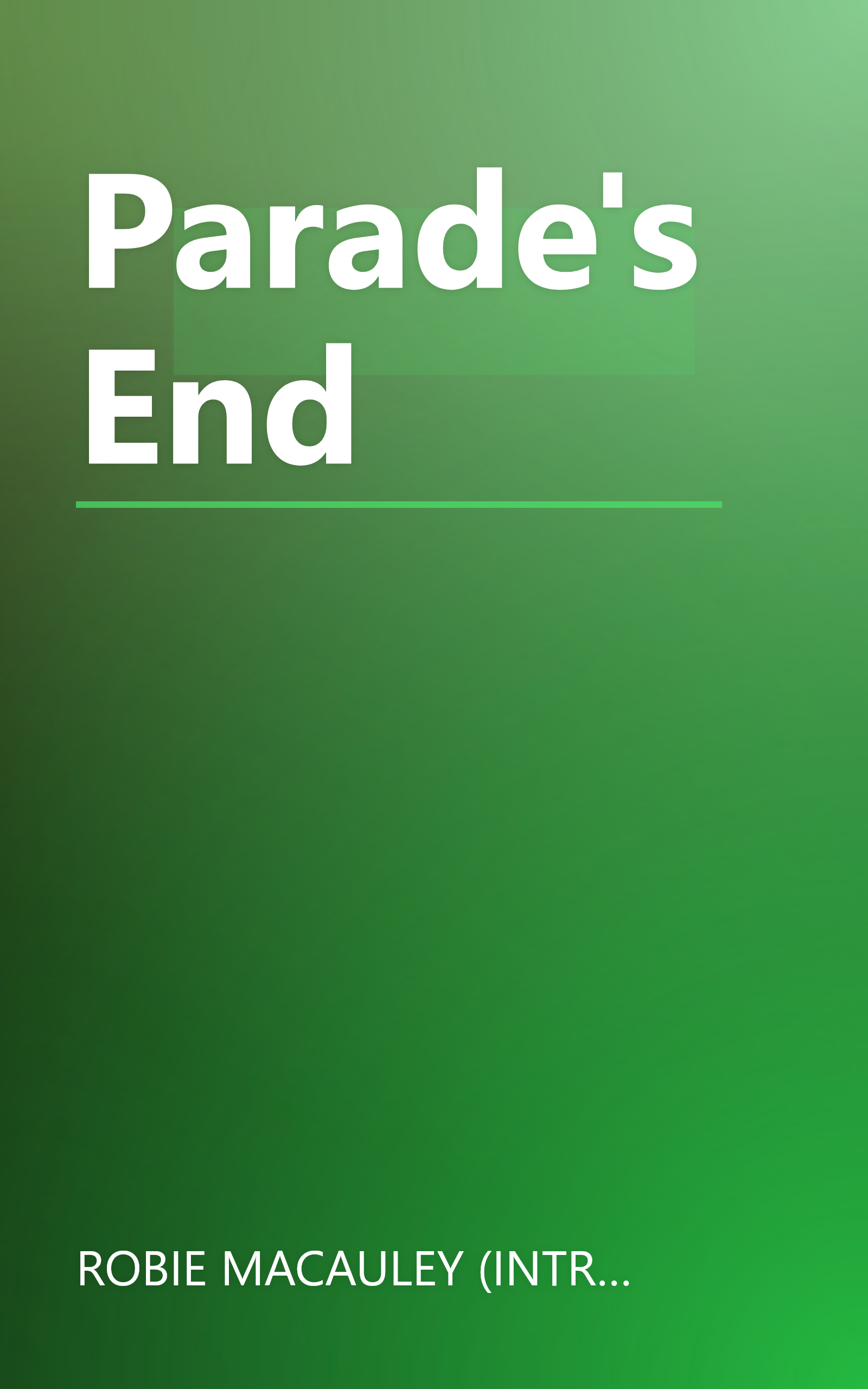 Parade's End book cover
