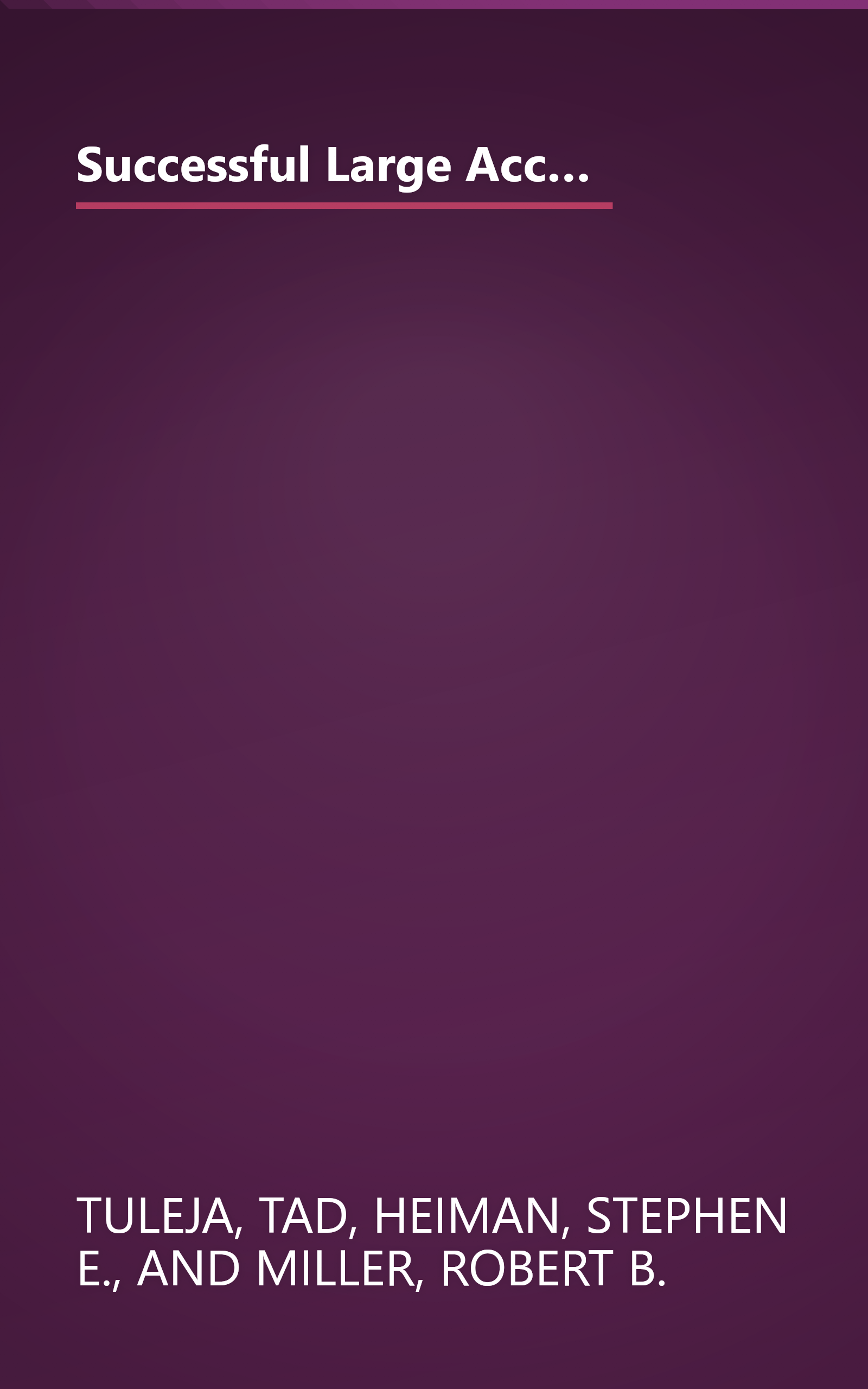 Successful Large Account Management: How to Hold on to Your Most Important Customers - And Keep Them Going Strong - In Today's Marketplace book cover