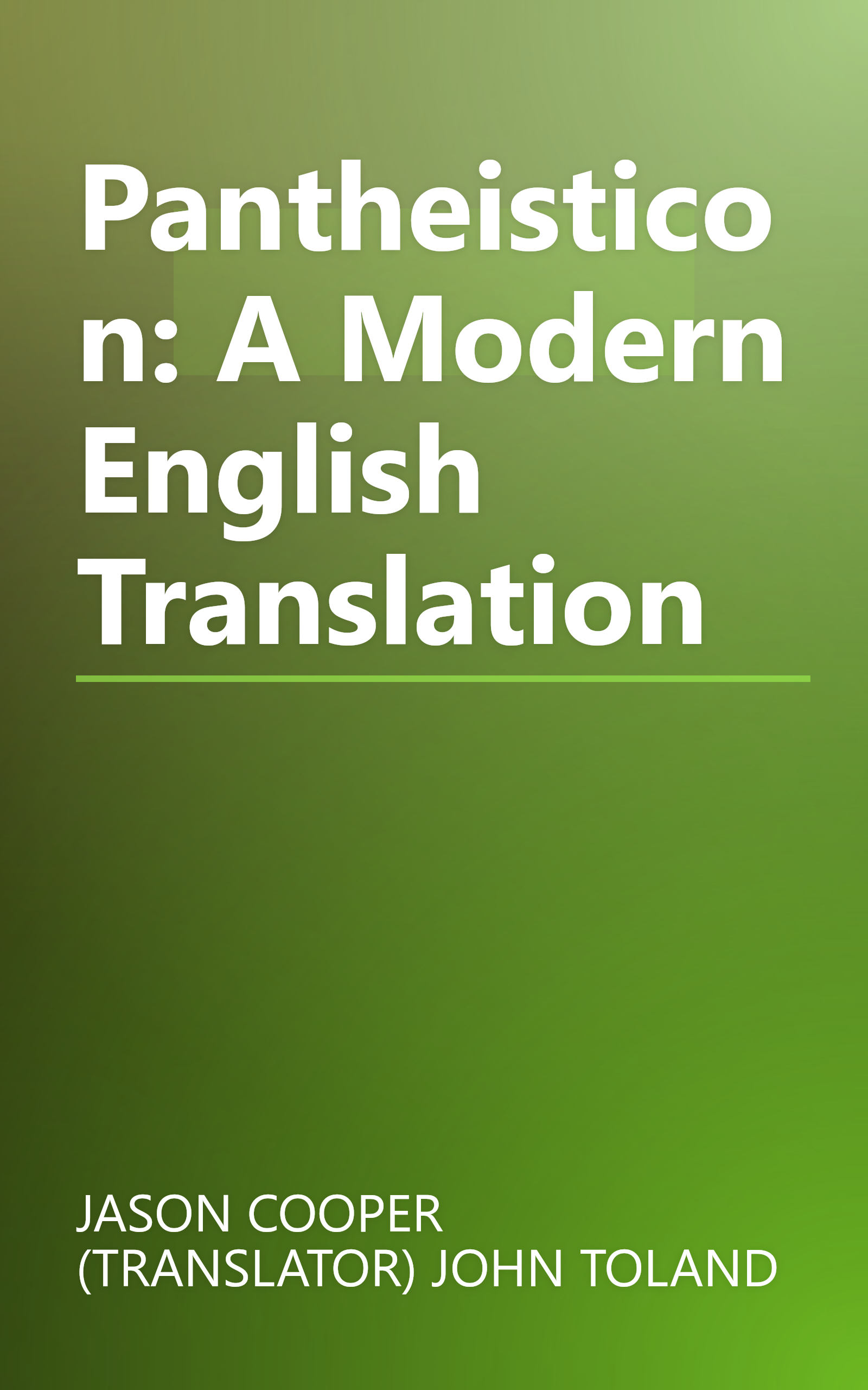 Pantheisticon: A Modern English Translation book cover