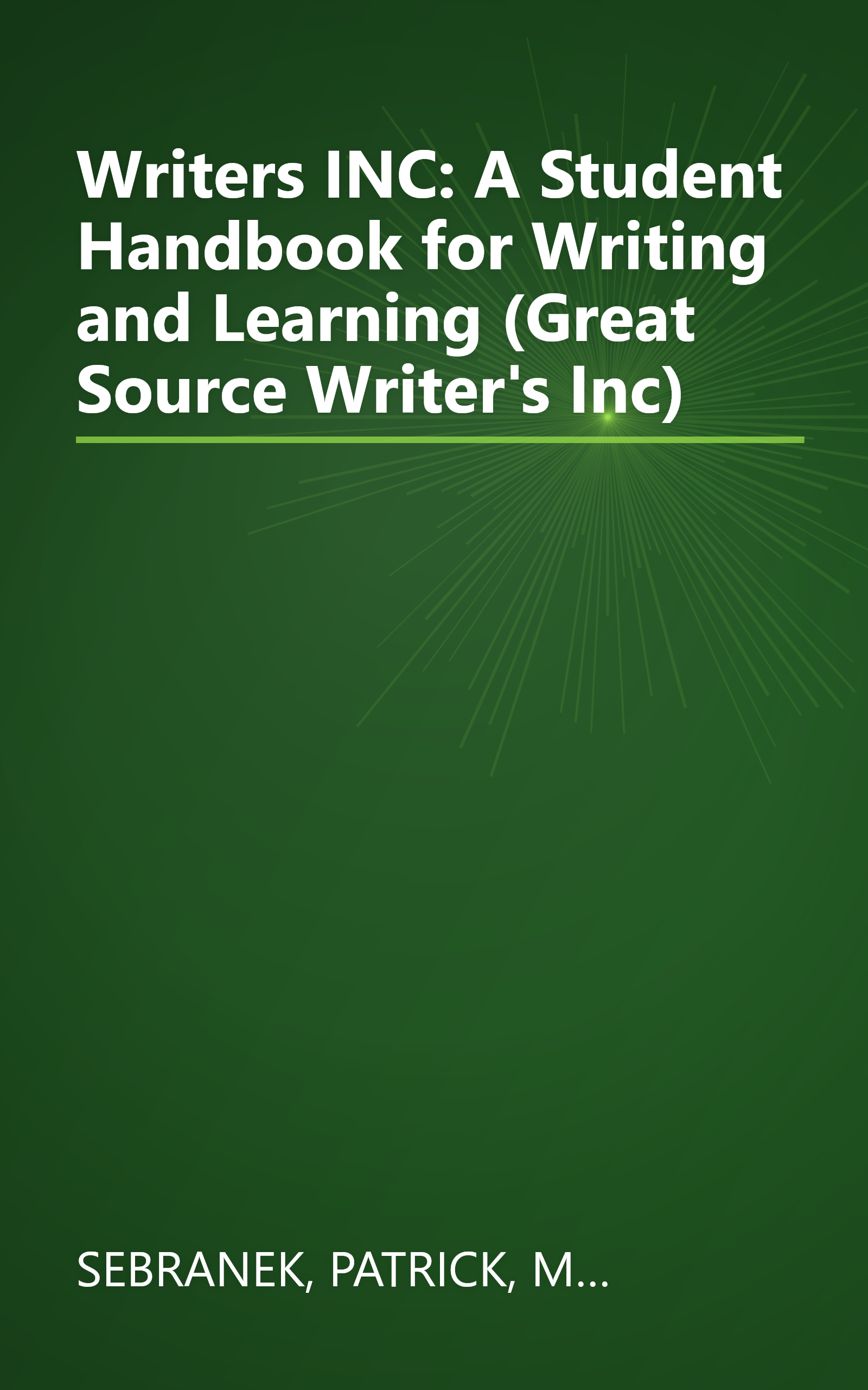 Writers INC: A Student Handbook for Writing and Learning (Great Source Writer's Inc) book cover