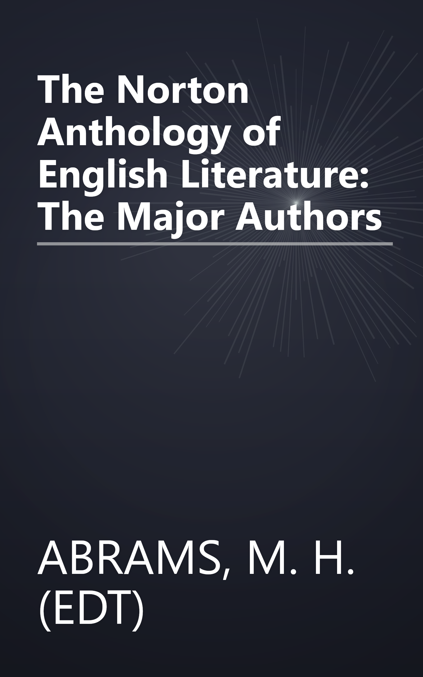The Norton Anthology of English Literature: The Major Authors book cover