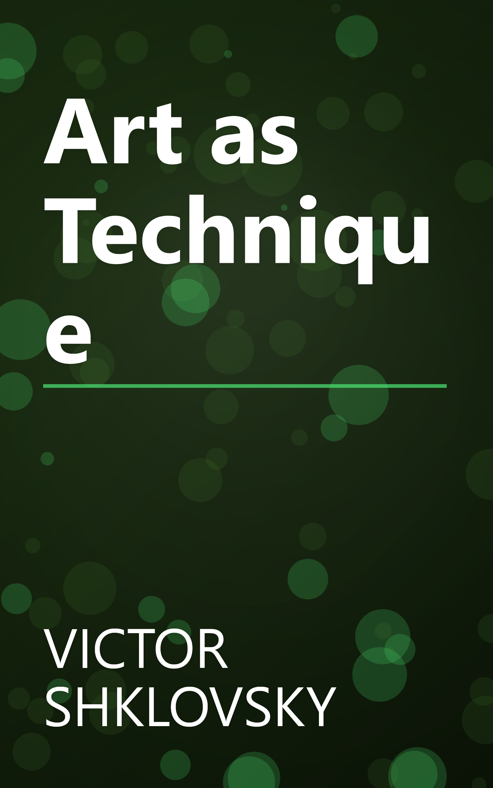 Art as Technique book cover