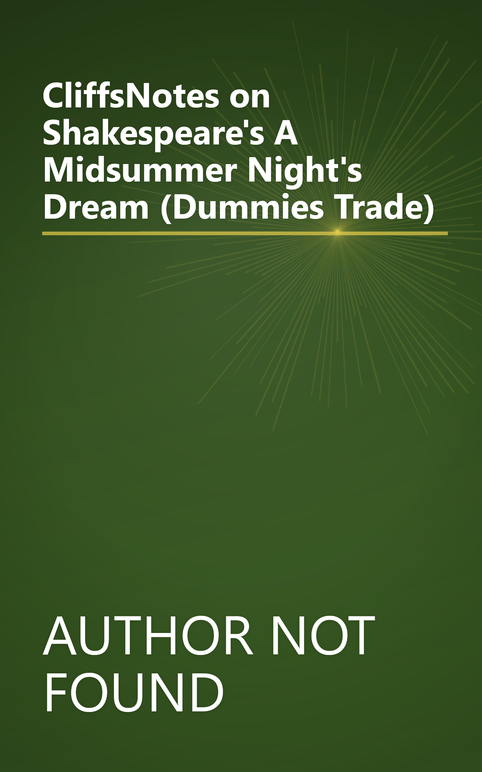 CliffsNotes on Shakespeare's A Midsummer Night's Dream (Dummies Trade) book cover