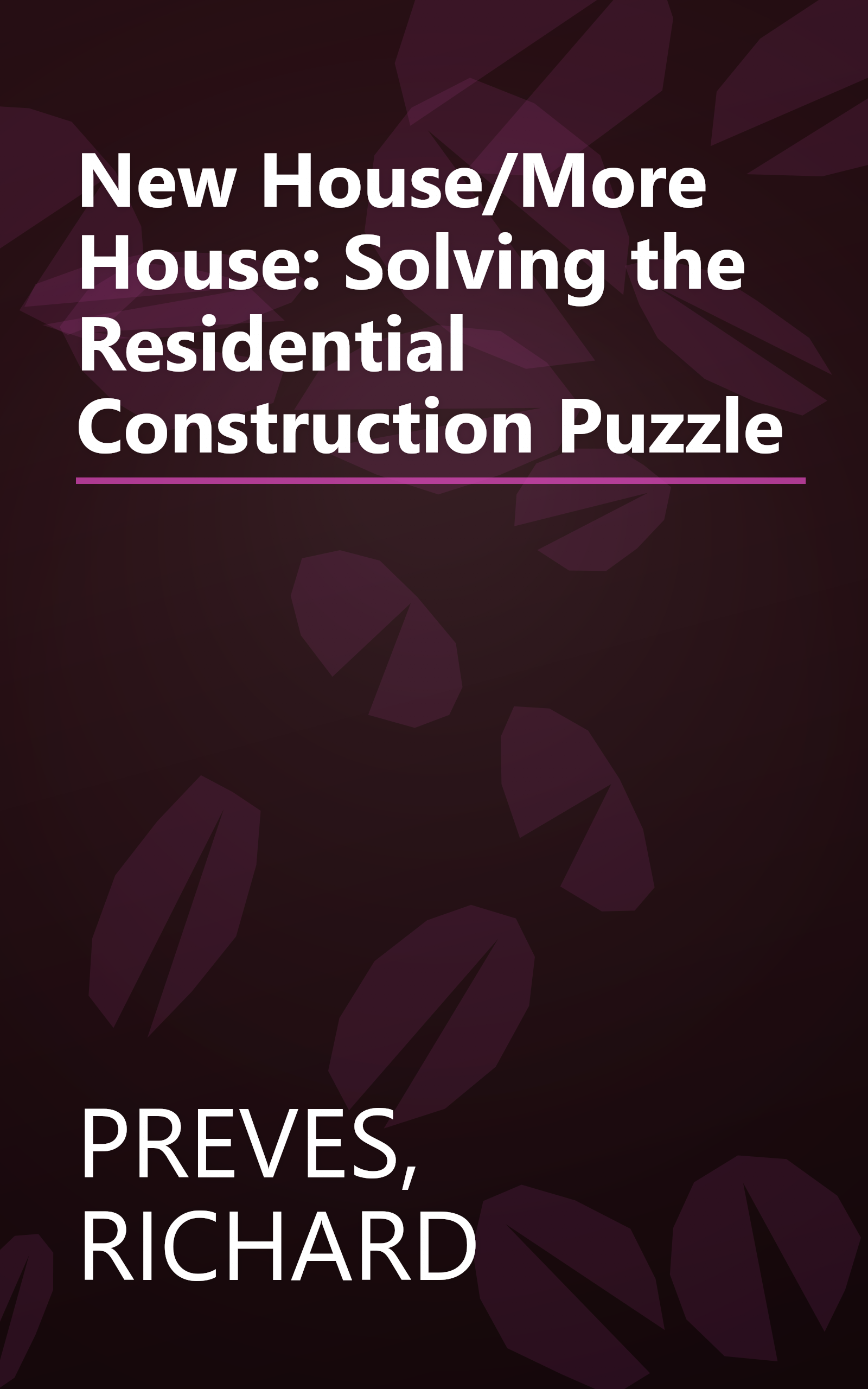New House/More House: Solving the Residential Construction Puzzle book cover