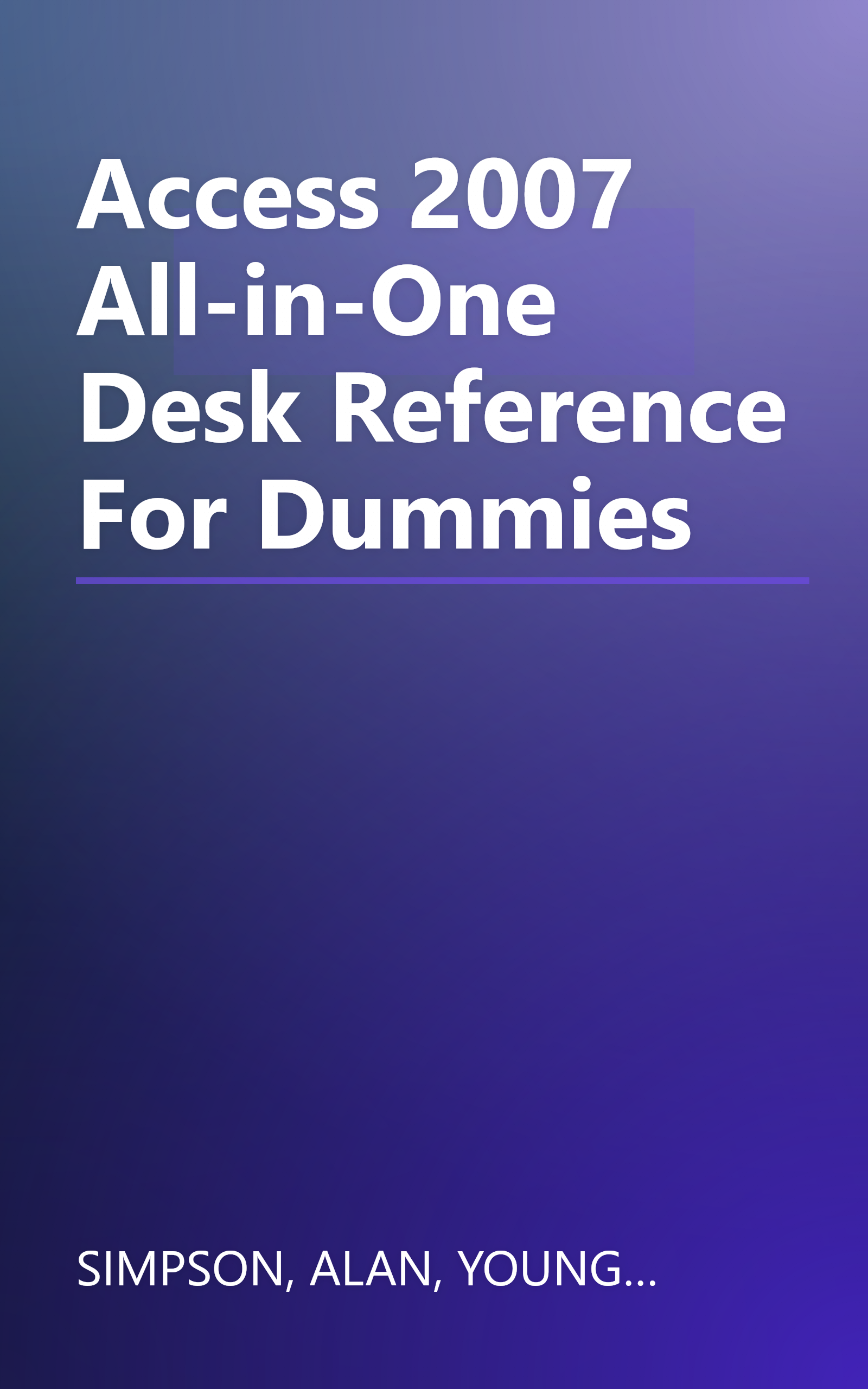 Access 2007 All-in-One Desk Reference For Dummies book cover