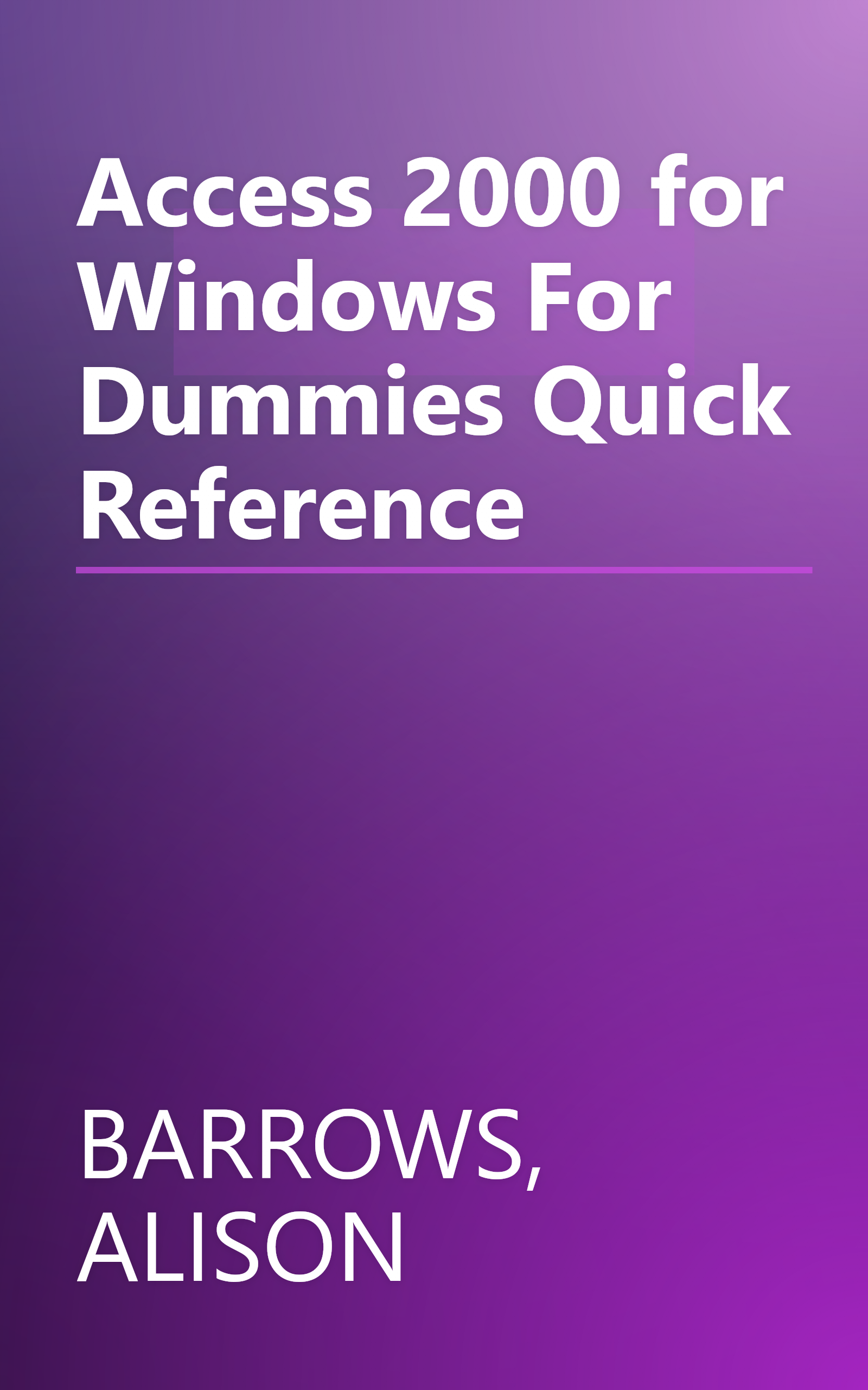 Access 2000 for Windows For Dummies Quick Reference book cover