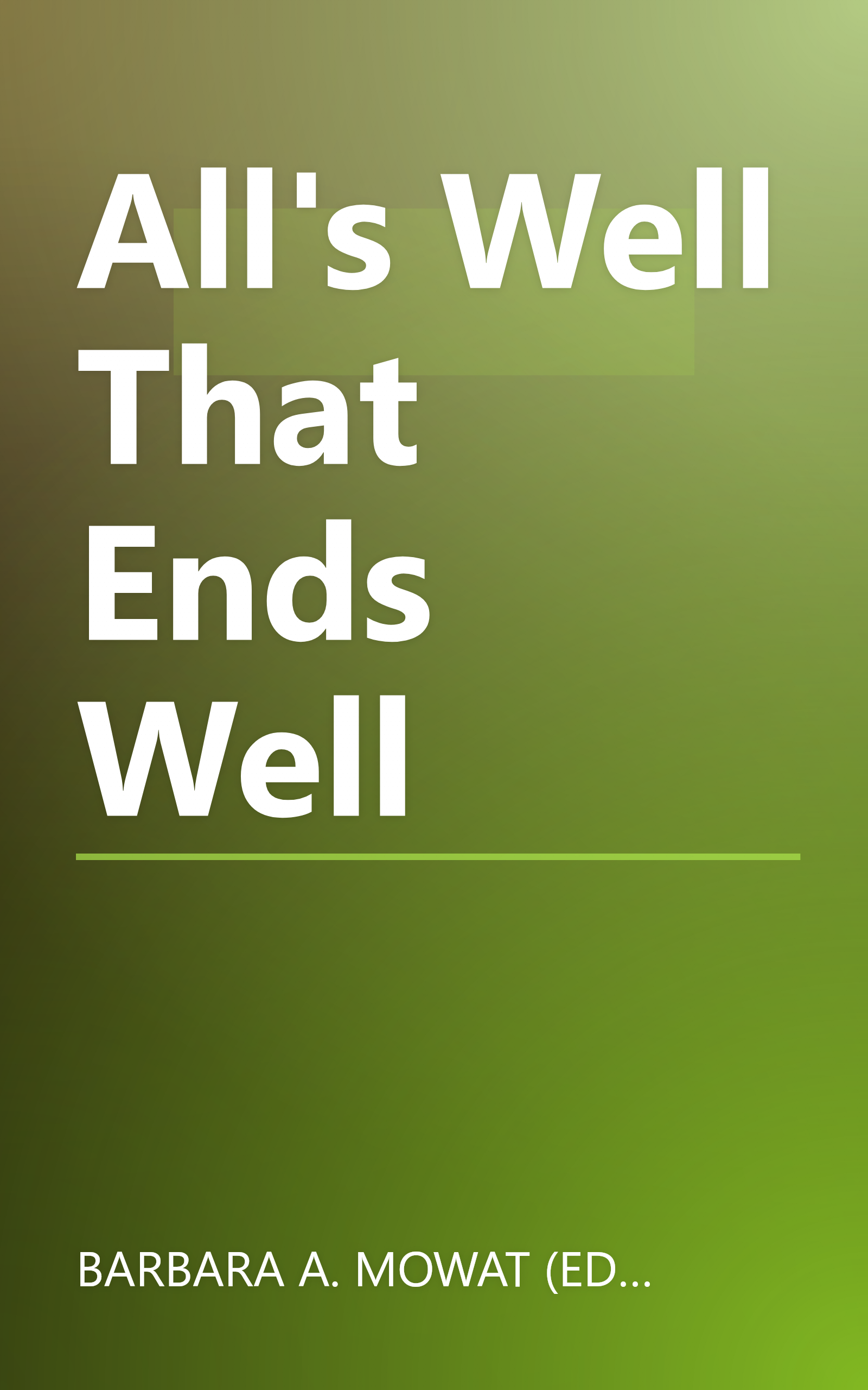 All's Well That Ends Well book cover