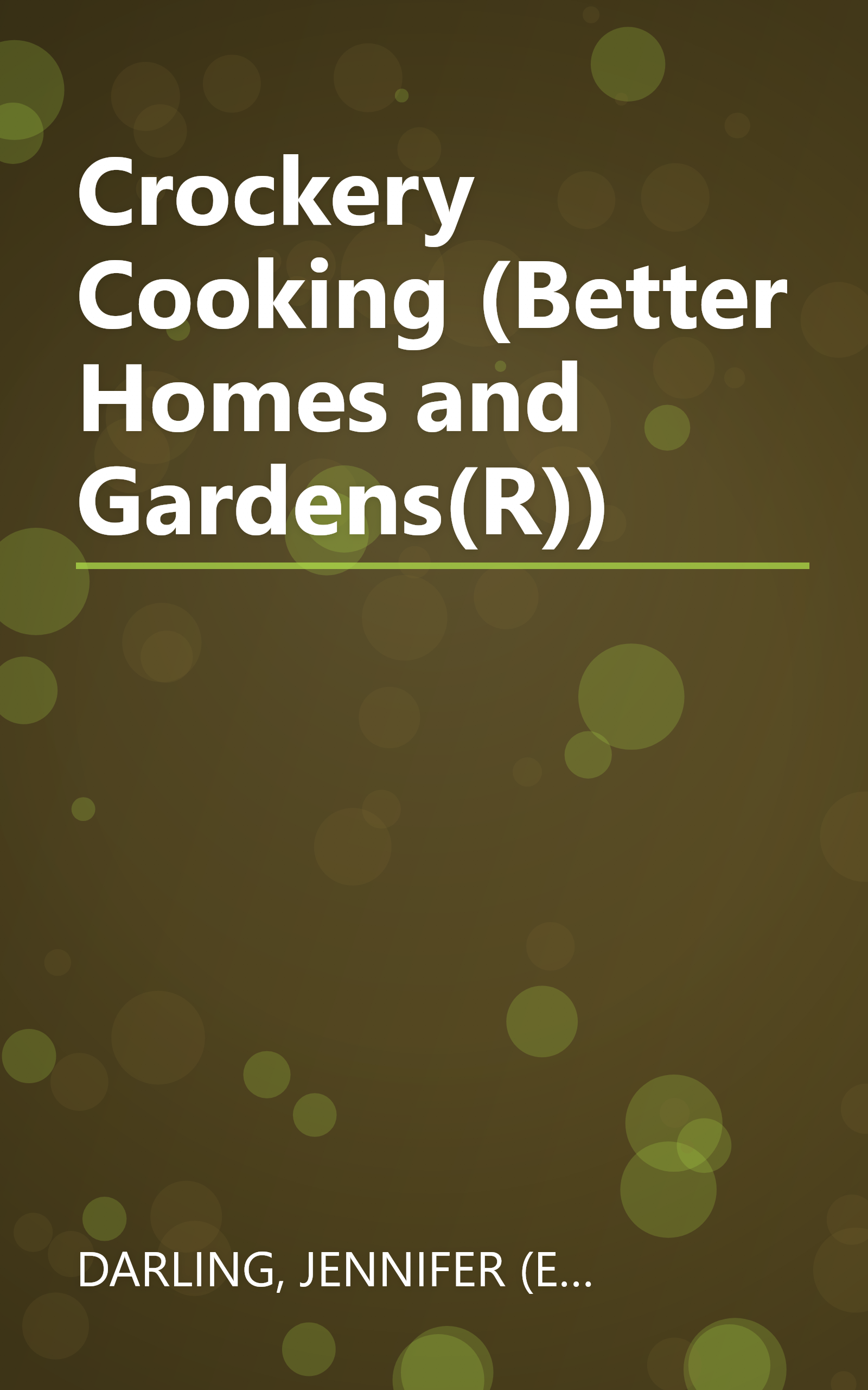 Crockery Cooking (Better Homes and Gardens(R)) book cover