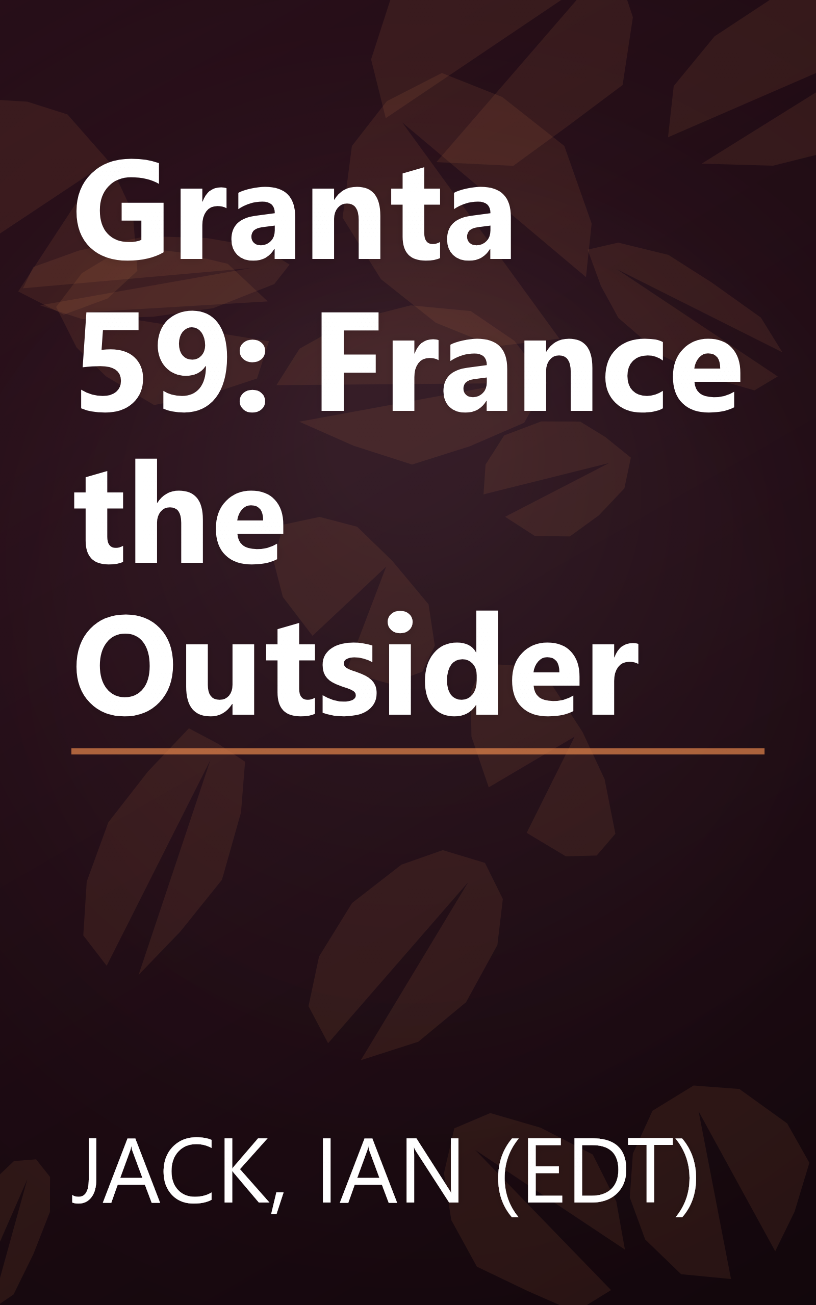 Granta 59: France the Outsider book cover