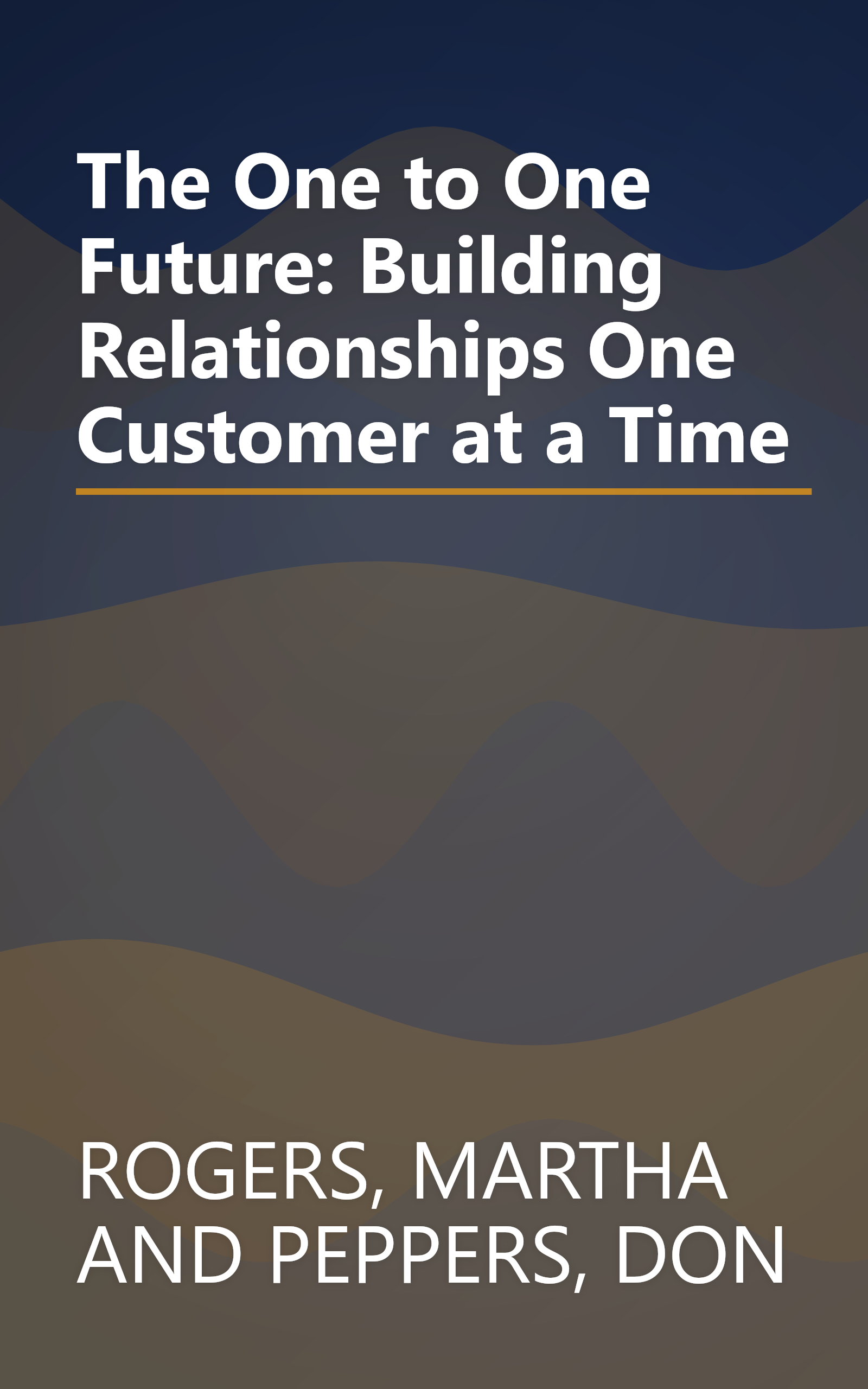 The One to One Future: Building Relationships One Customer at a Time book cover