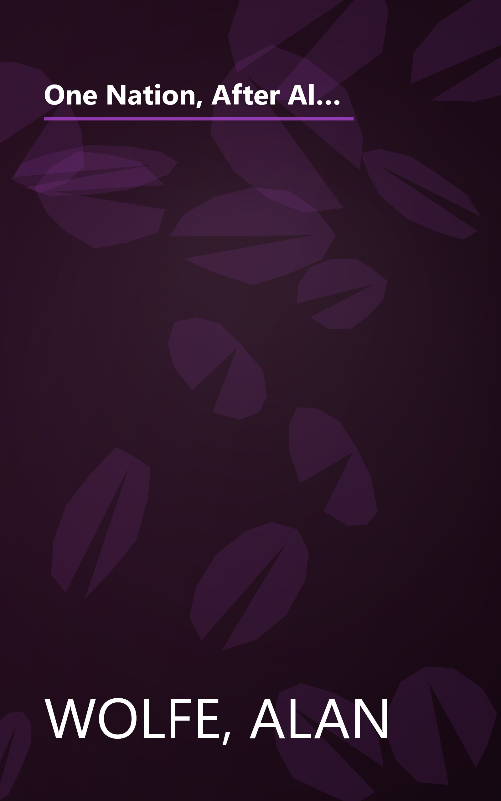 One Nation, After All : What Americans Really Think About God, Country, Family, Racism, Welfare, Immigration, Homosexuality, Work, The Right, The Left and Each Other book cover