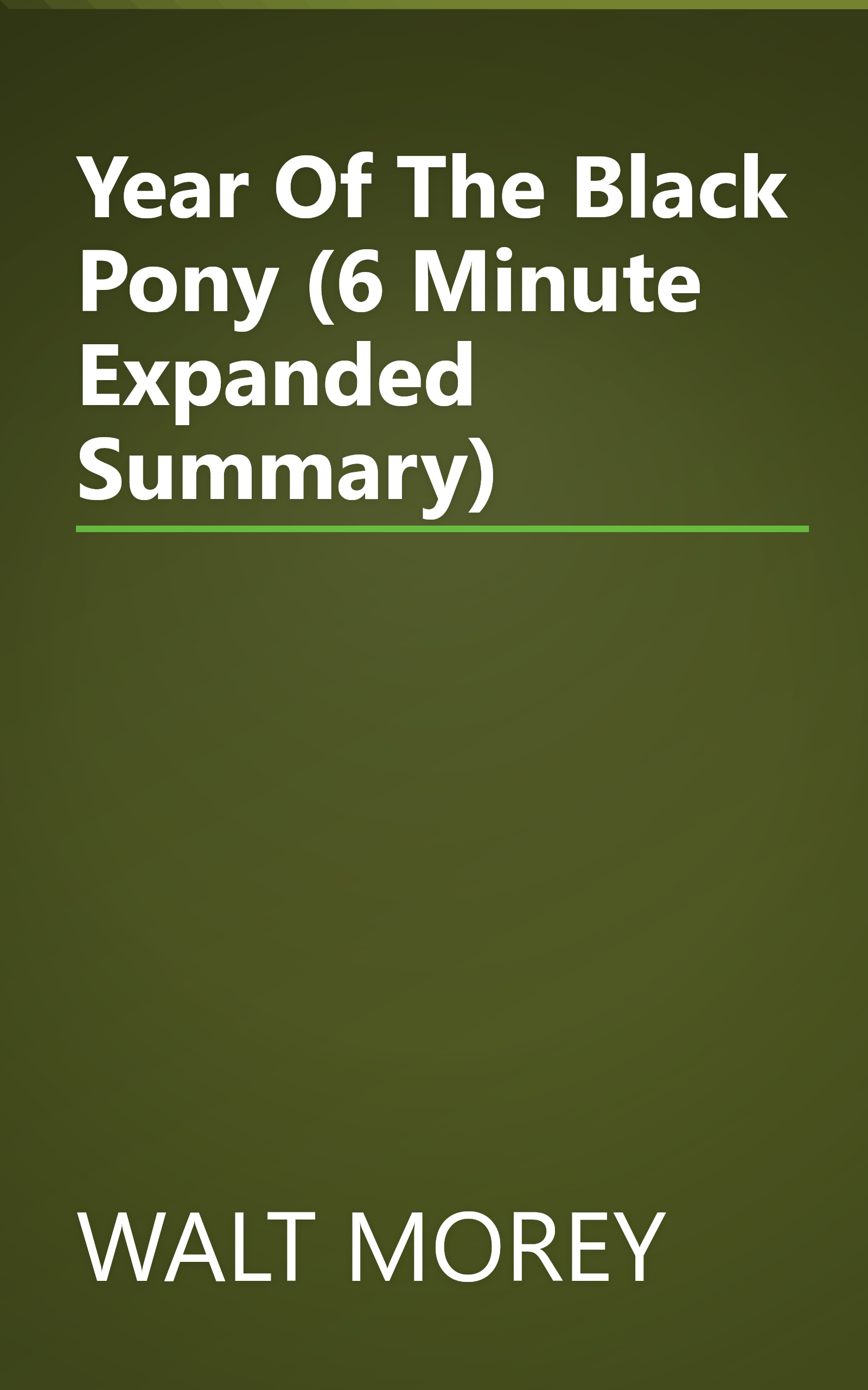 Year Of The Black Pony (6 Minute   Expanded Summary) book cover