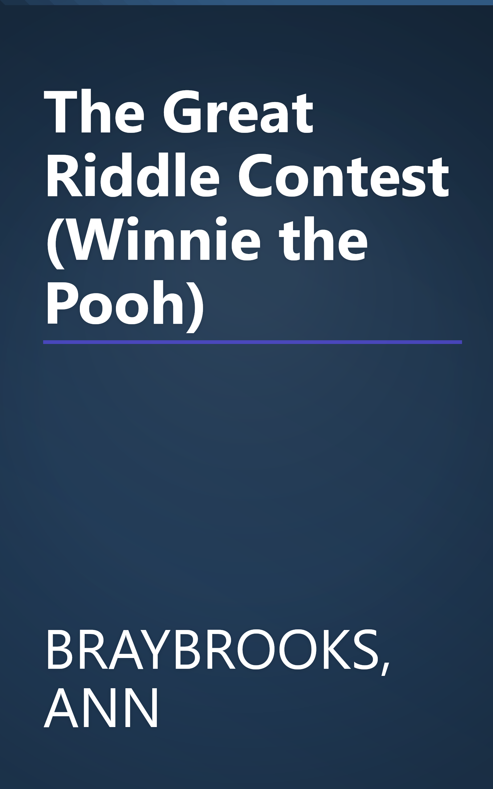 The Great Riddle Contest (Winnie the Pooh) book cover