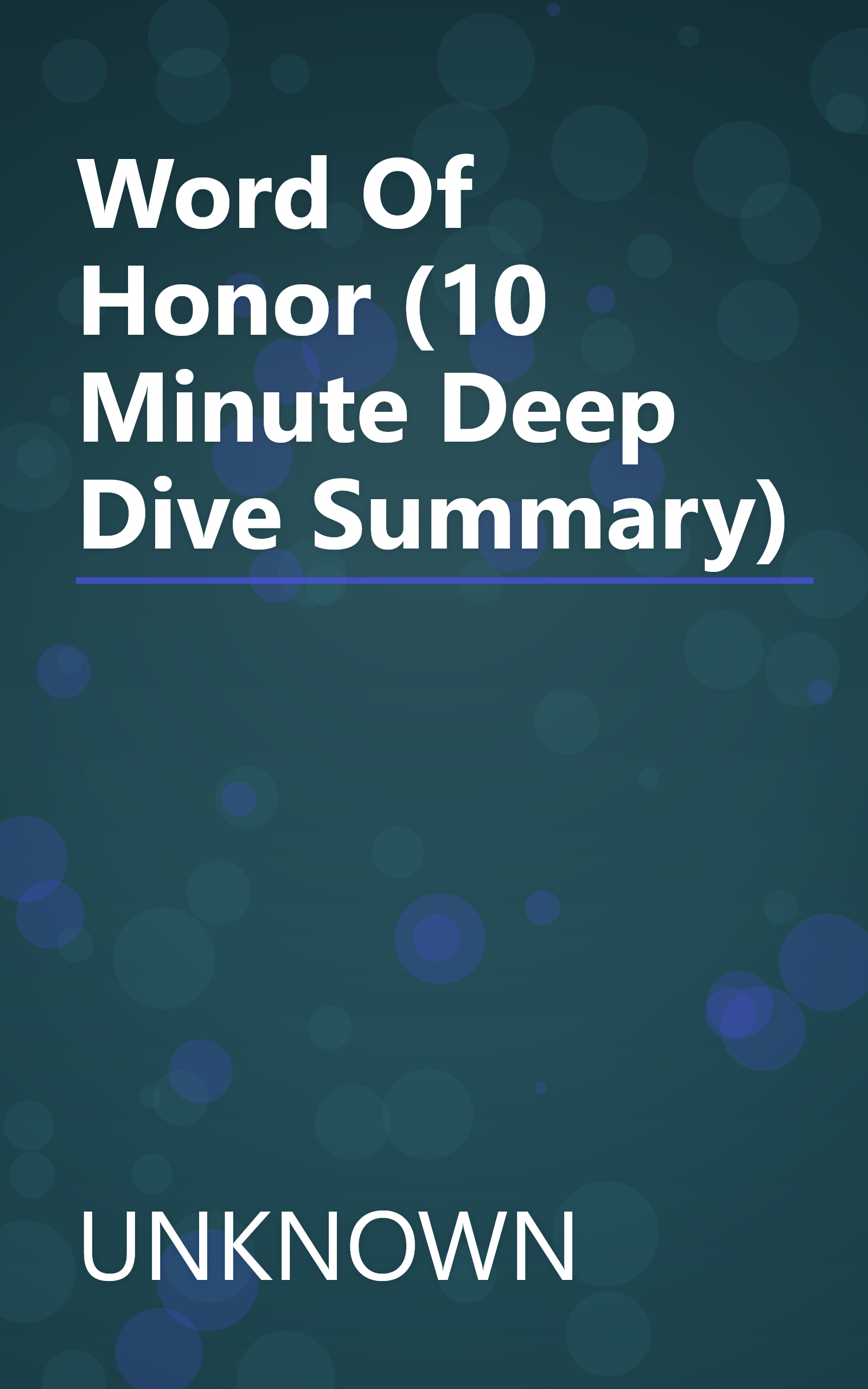 Word Of Honor (10 Minute   Deep Dive Summary) book cover