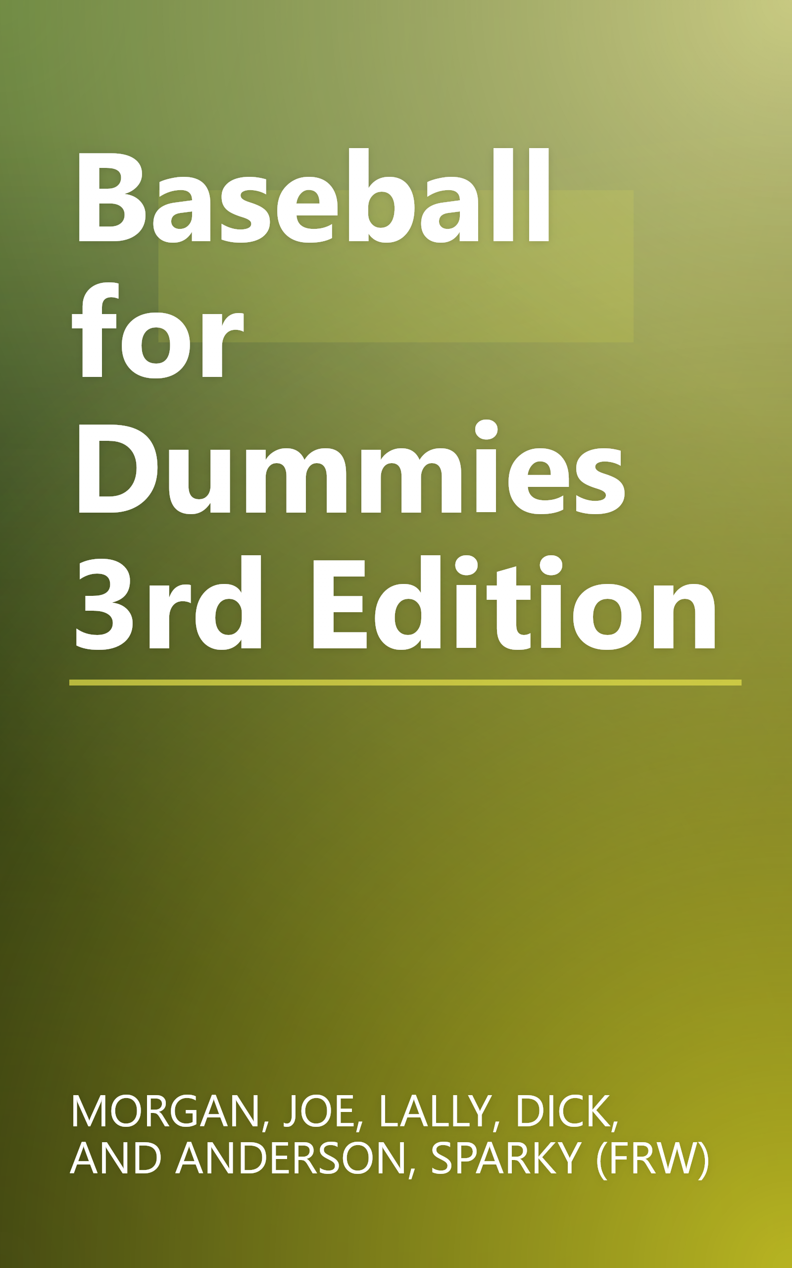 Baseball for Dummies 3rd Edition book cover