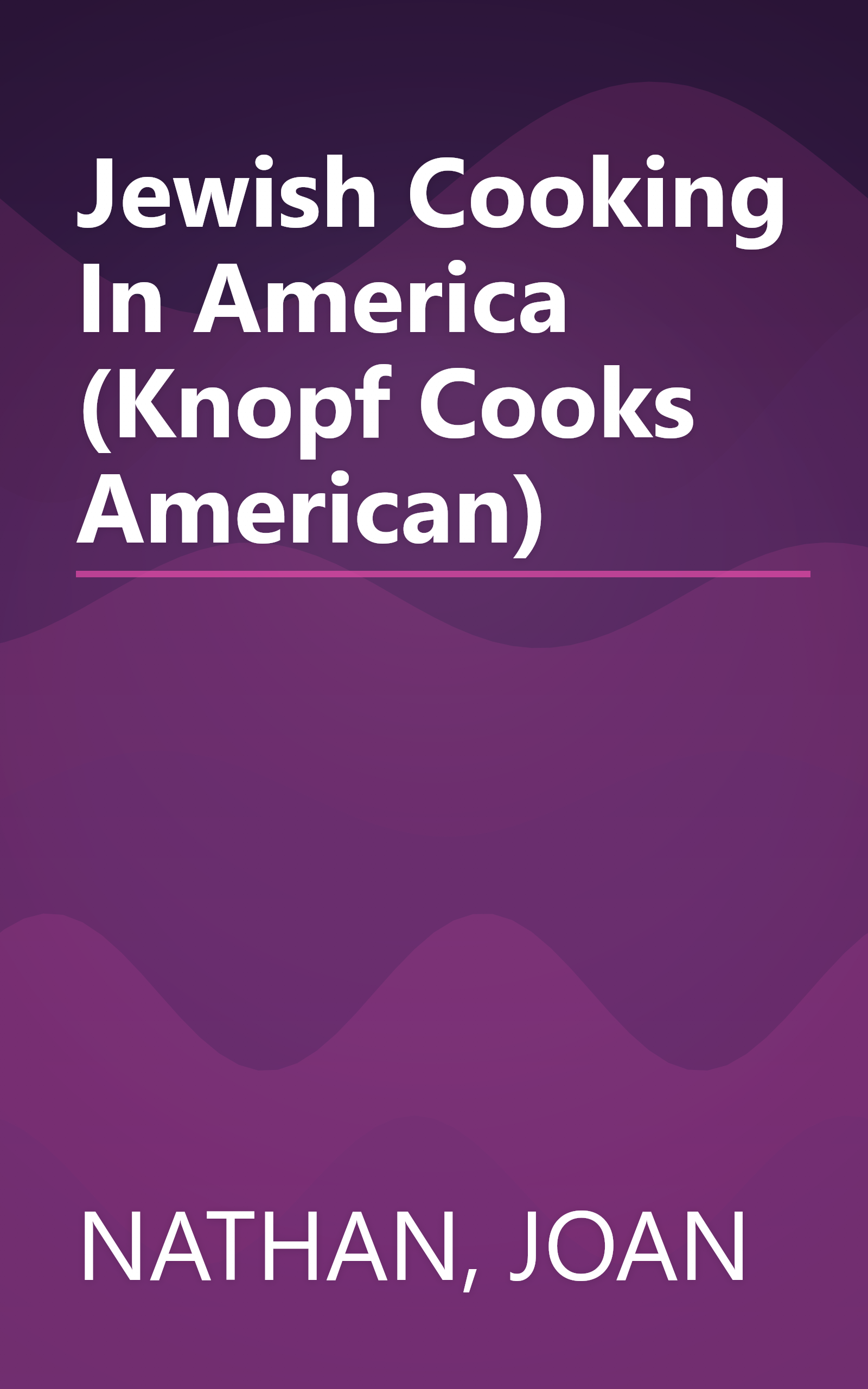 Jewish Cooking In America (Knopf Cooks American) book cover