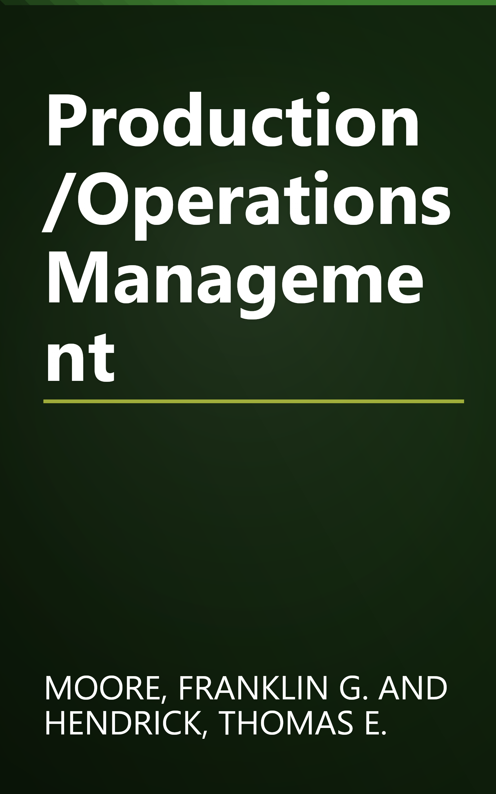 Production/Operations Management book cover