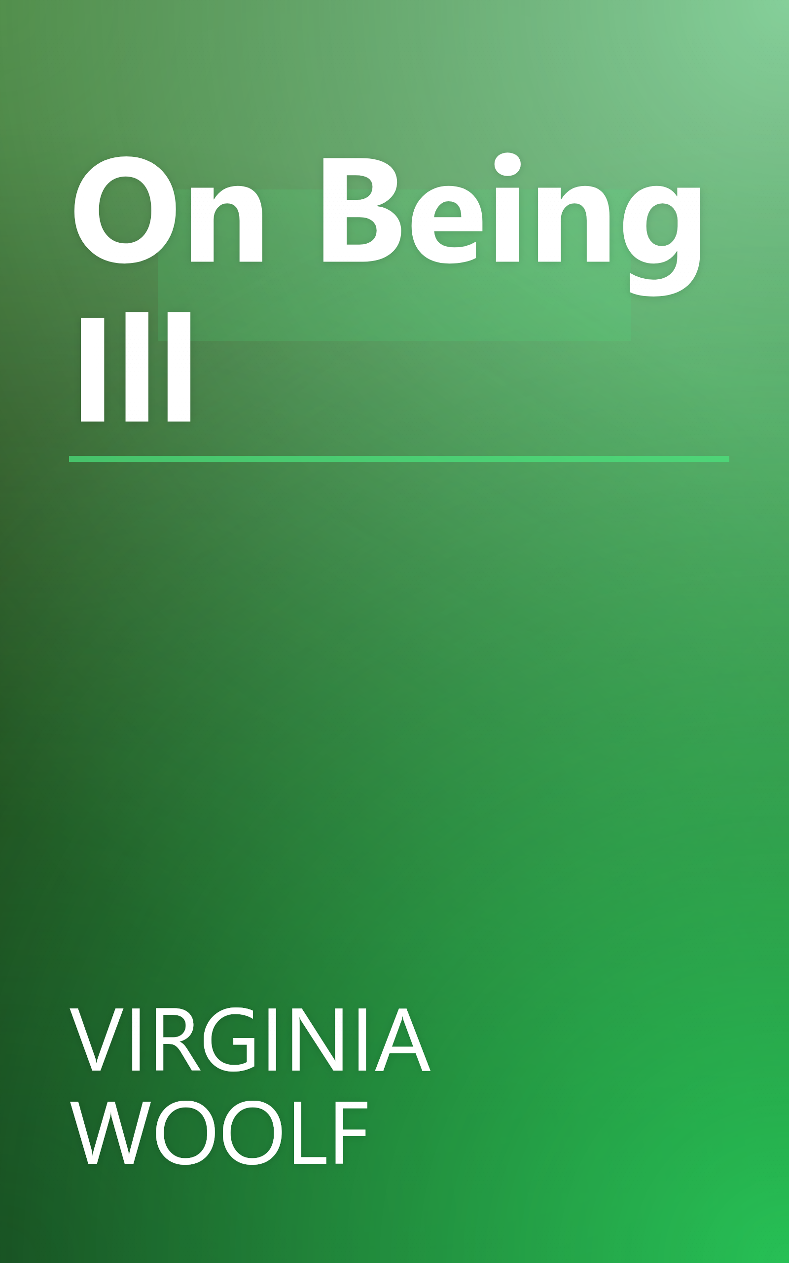 On Being Ill book cover