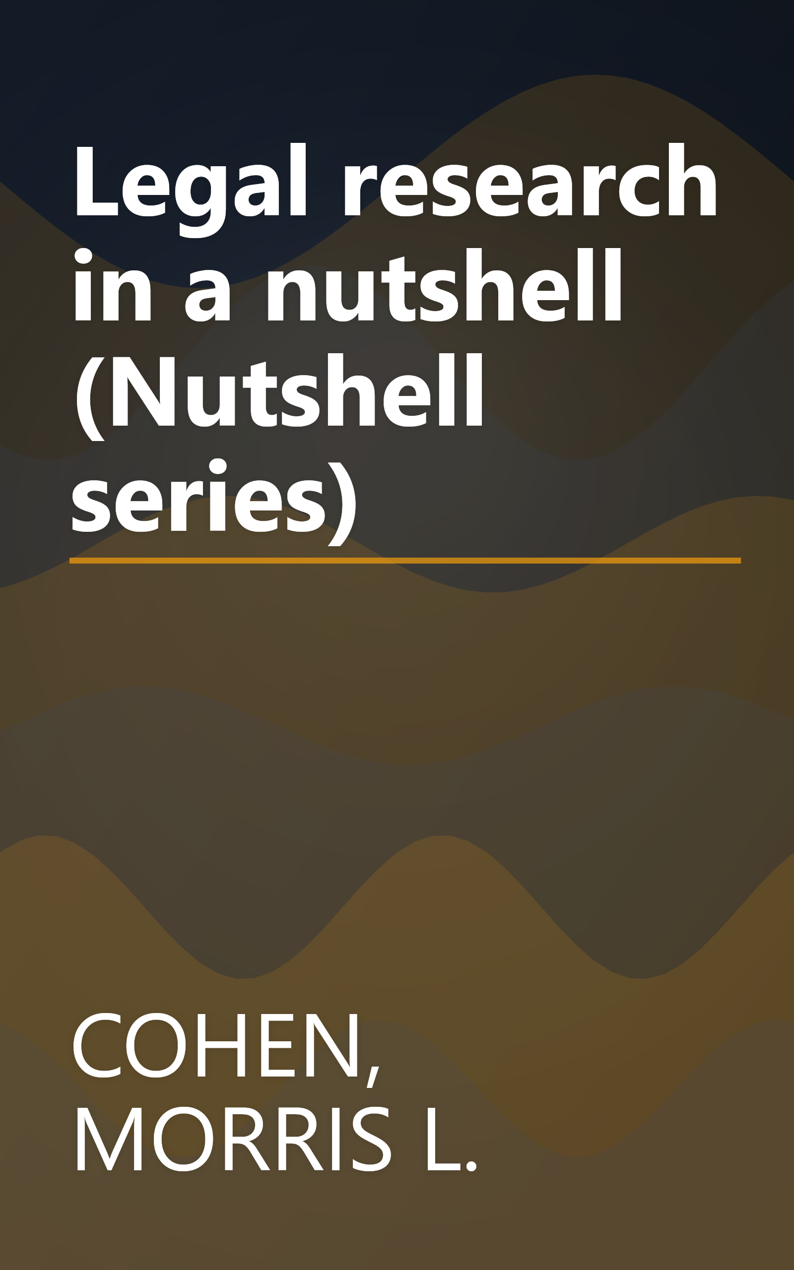 Legal research in a nutshell (Nutshell series) book cover