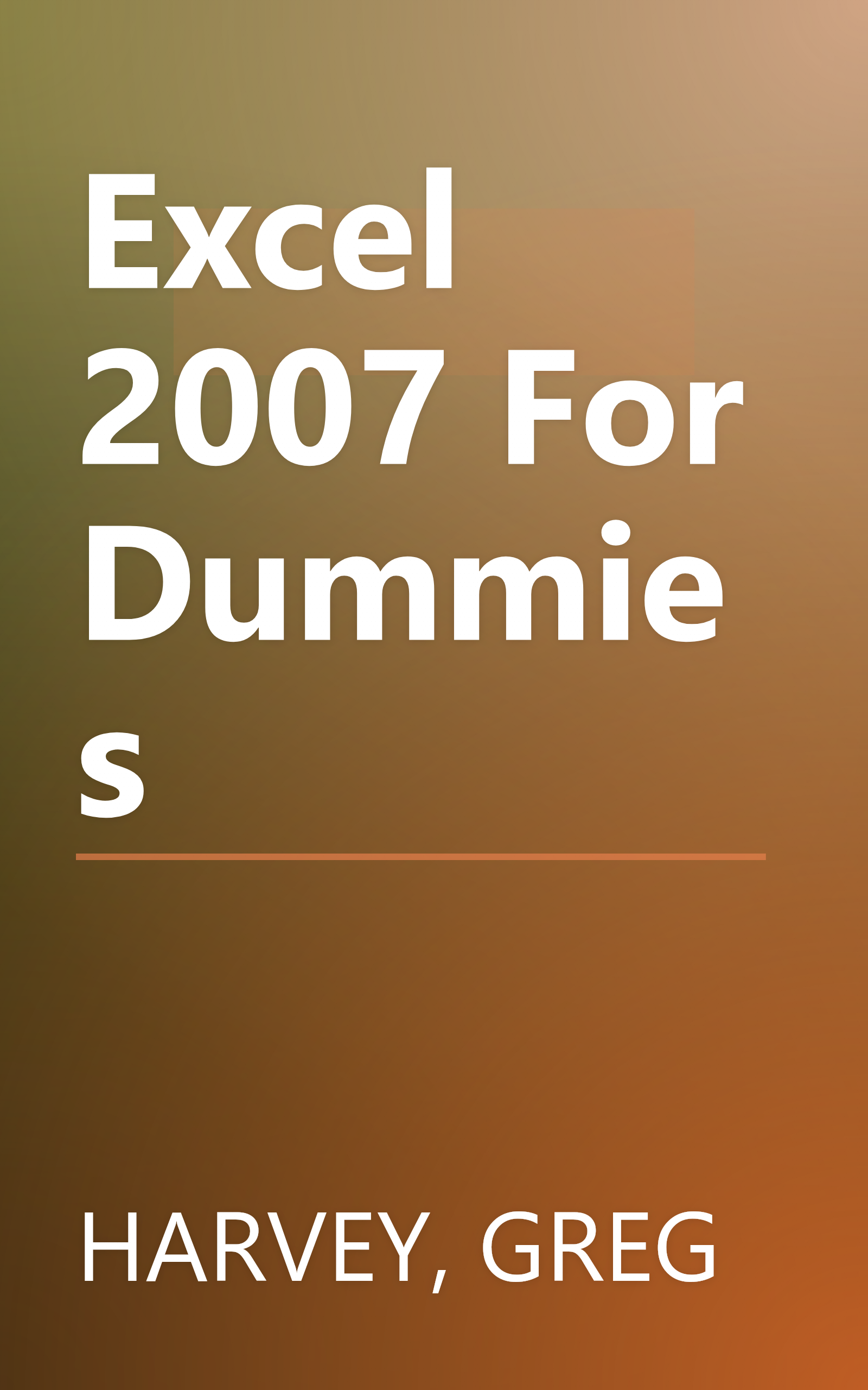 Excel 2007 For Dummies book cover