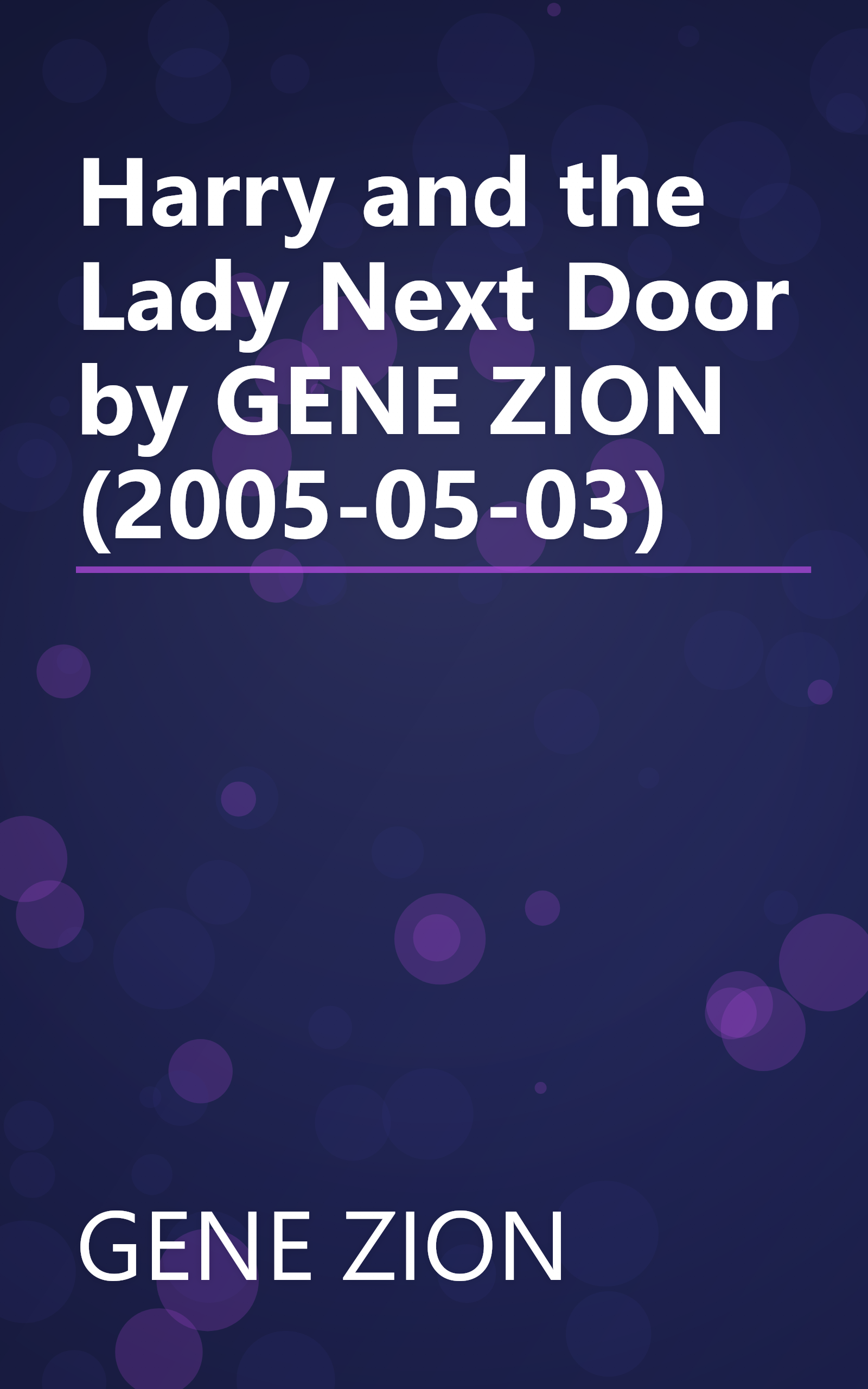 Harry and the Lady Next Door by GENE ZION (2005-05-03) book cover