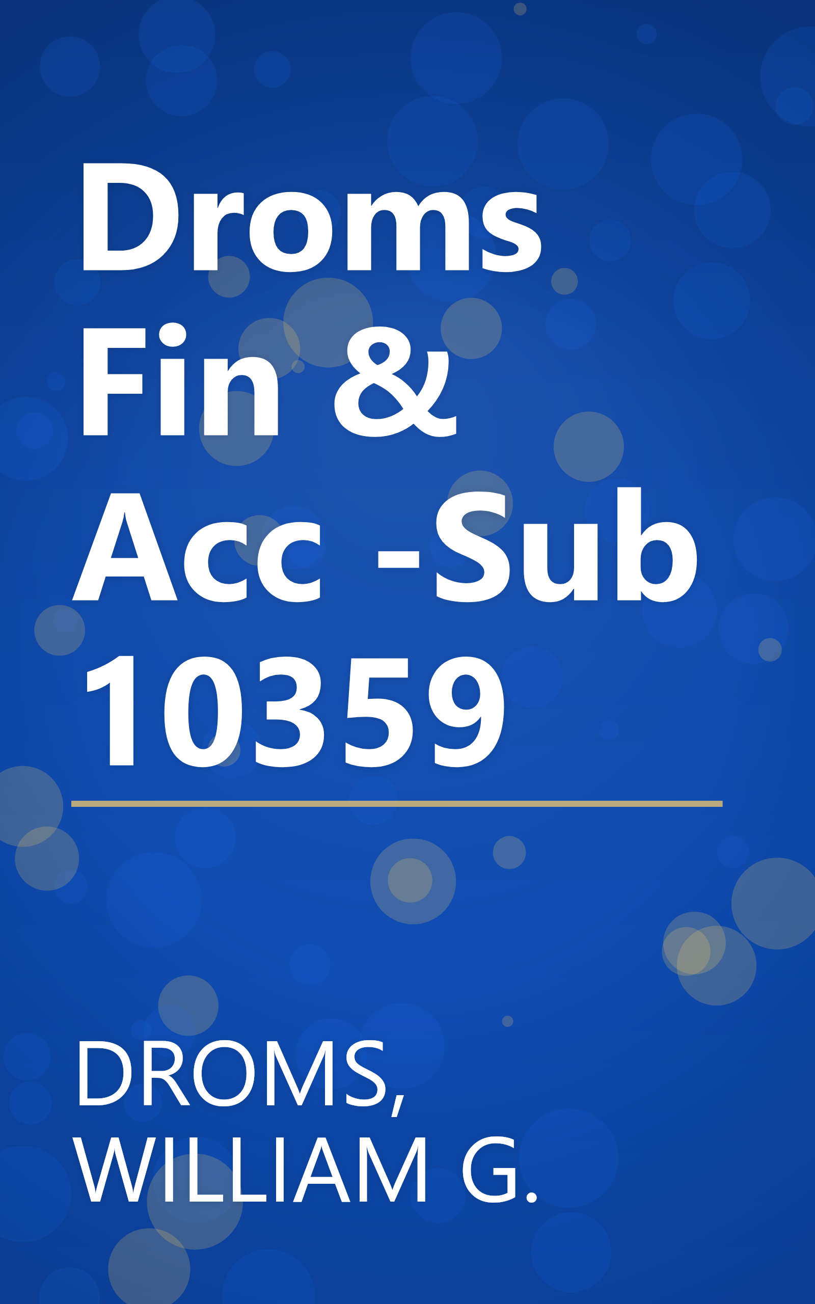 Droms Fin & Acc -Sub 10359 book cover