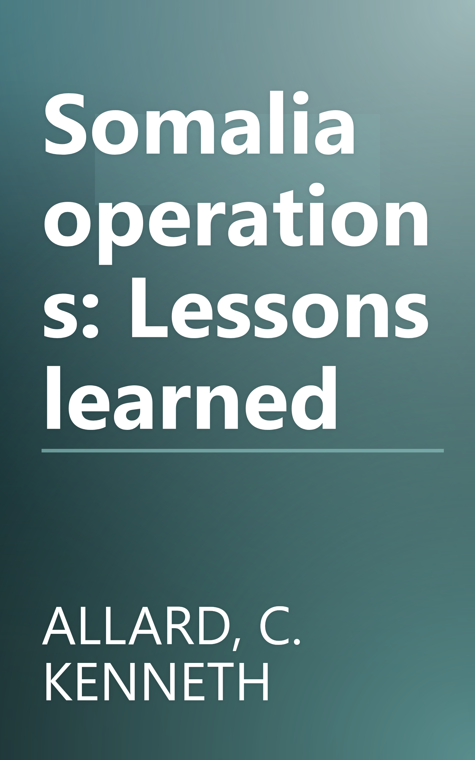 Somalia operations: Lessons learned book cover