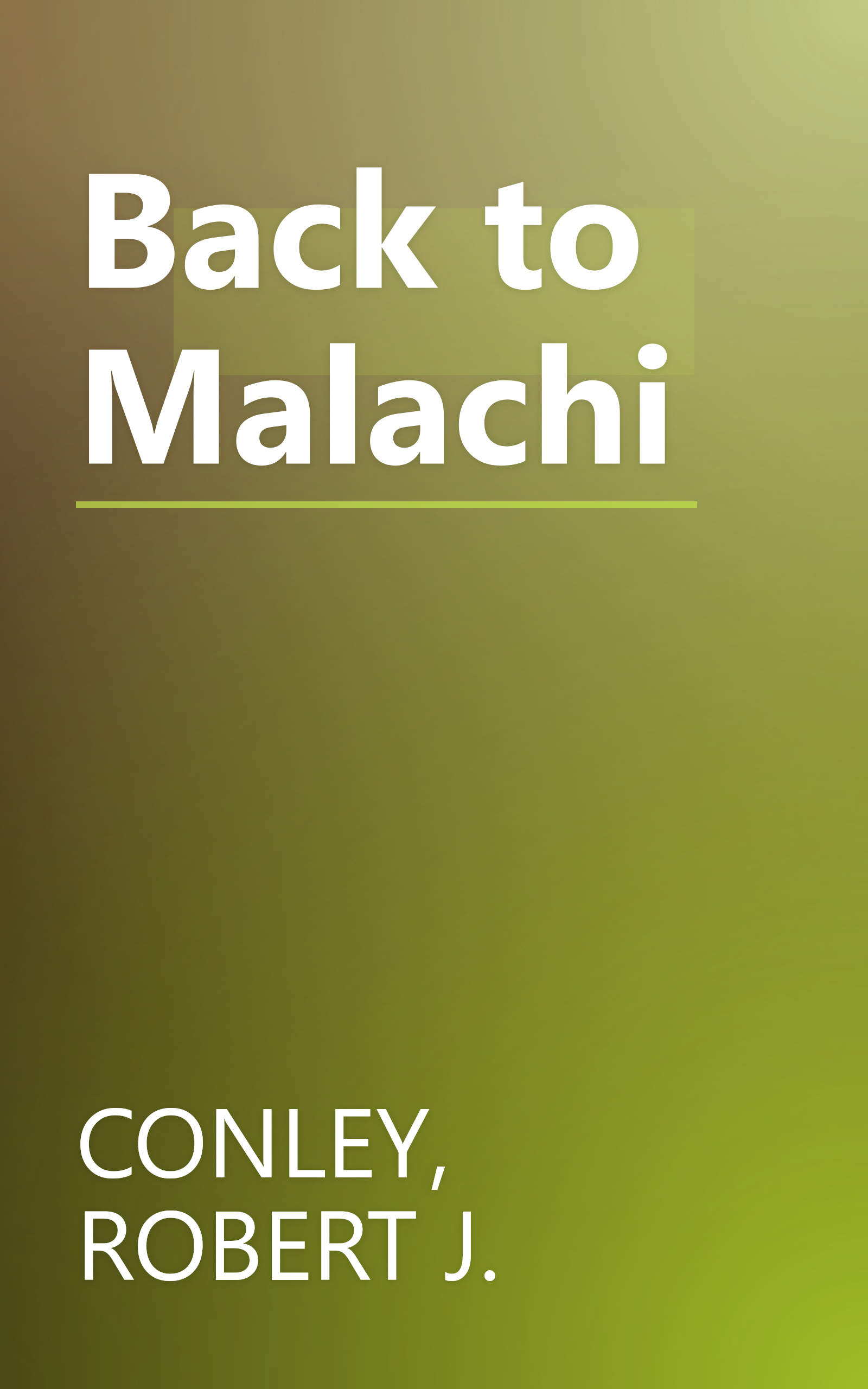 Back to Malachi book cover
