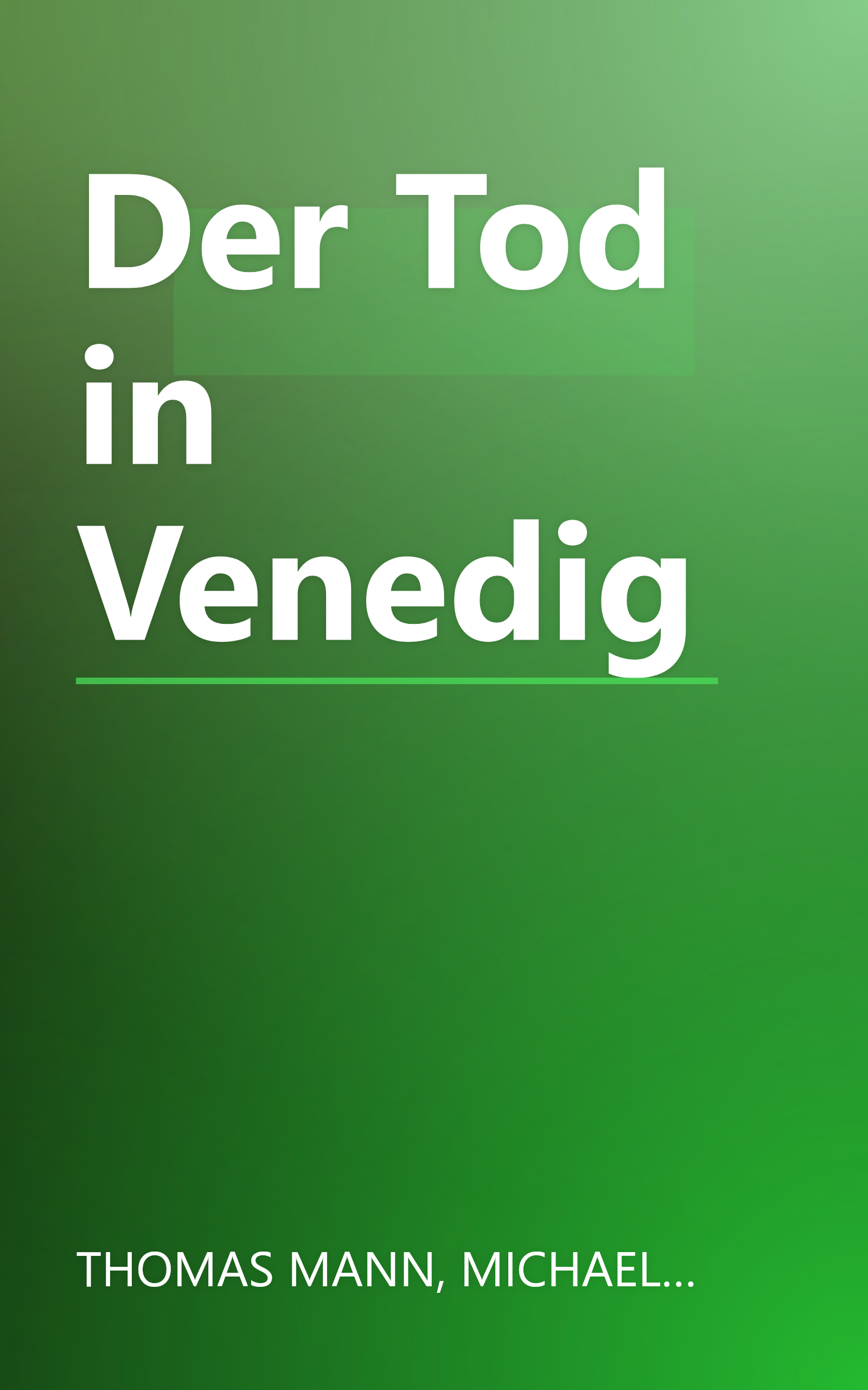 Der Tod in Venedig book cover