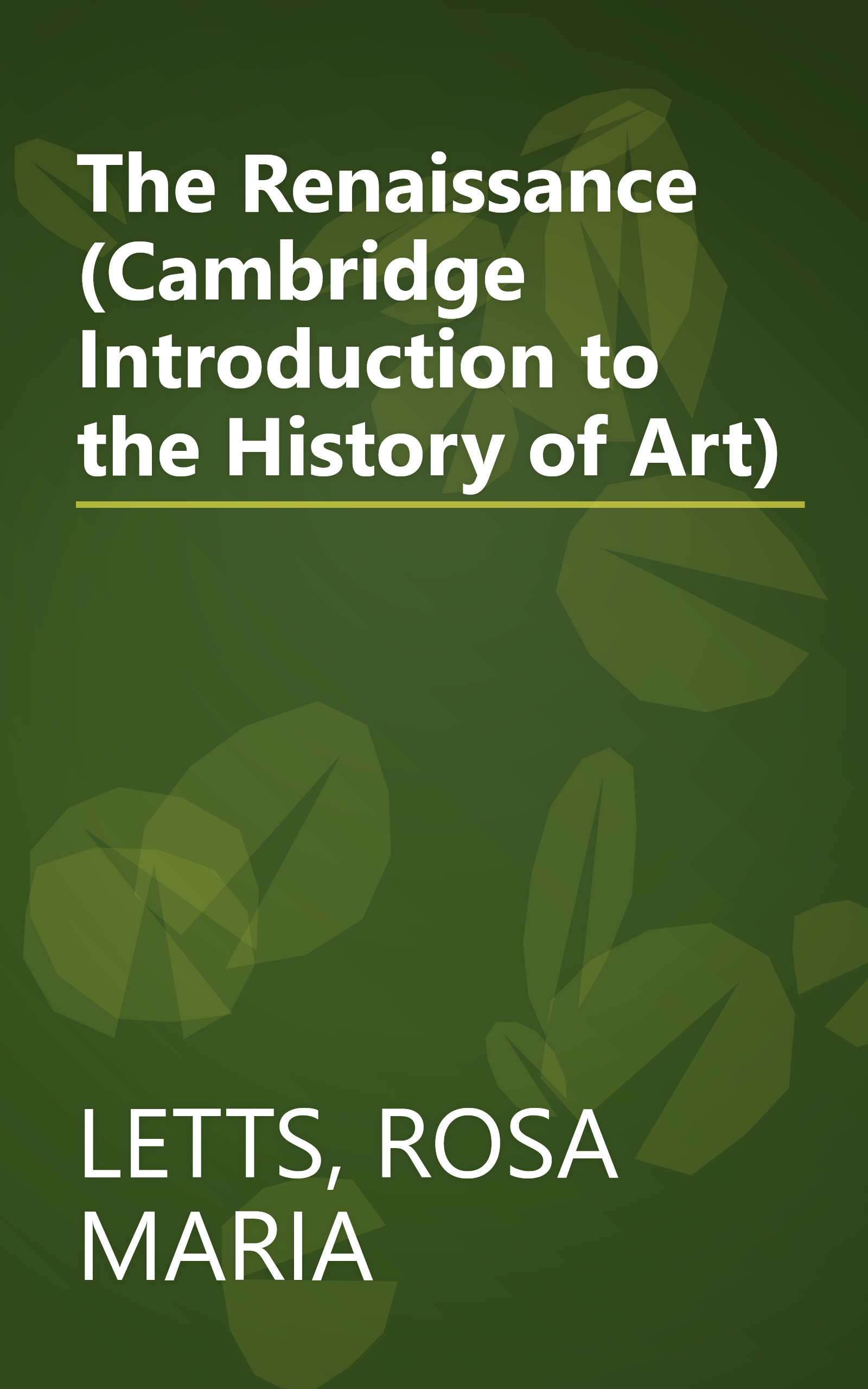 The Renaissance (Cambridge Introduction to the History of Art) book cover