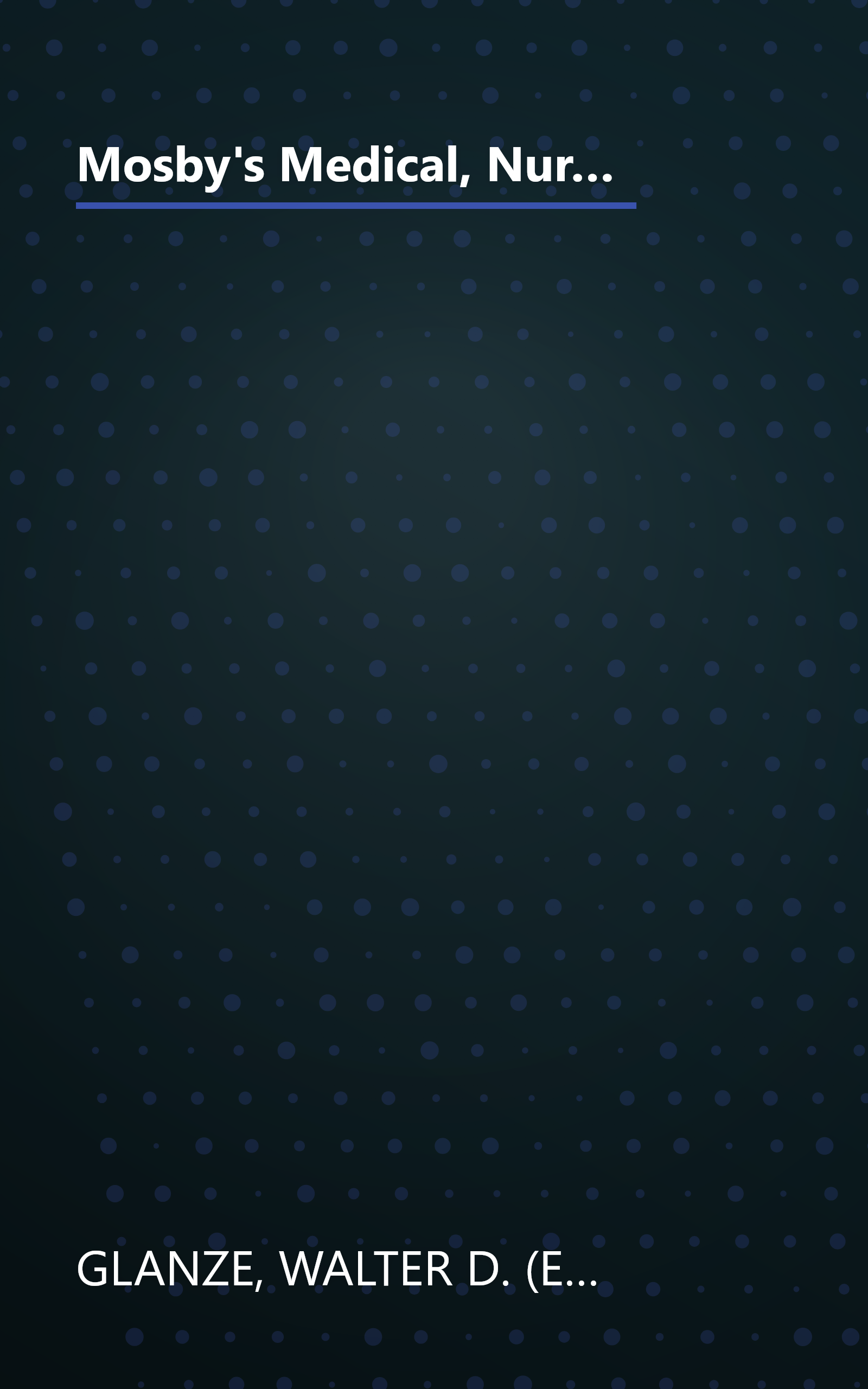 Mosby's Medical, Nursing, & Allied Health Dictionary (Mosby's Medical, Nursing, and Allied Health Dictionary, 5th ed) book cover