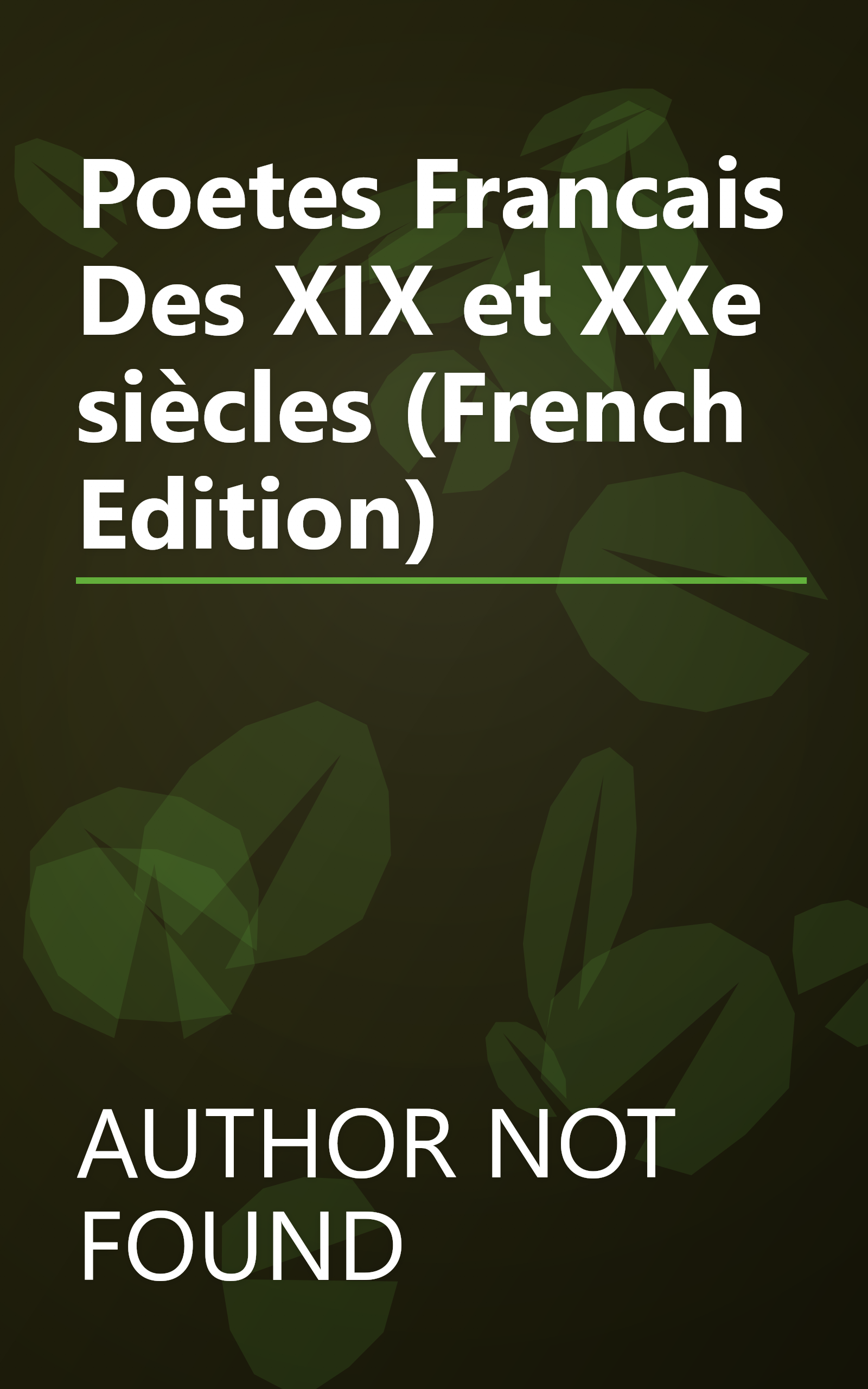 Poetes Francais Des XIX et XXe siècles (French Edition) book cover