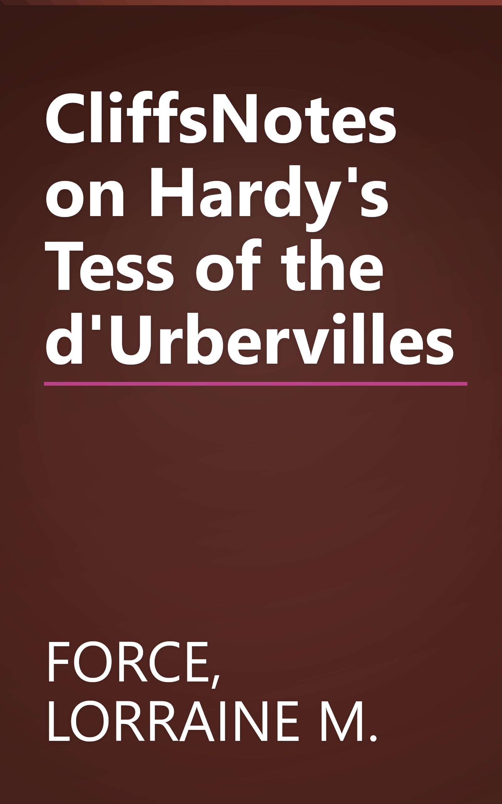 CliffsNotes on Hardy's Tess of the d'Urbervilles book cover