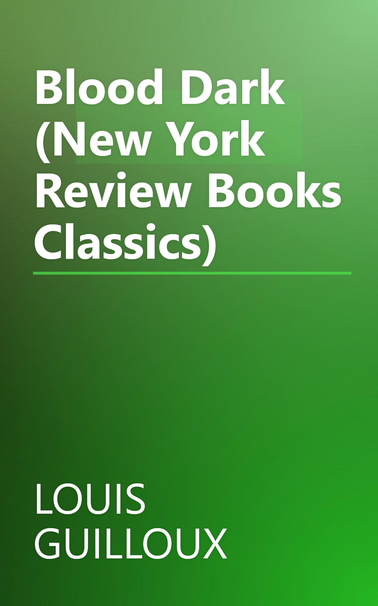 Blood Dark (New York Review Books Classics) book cover