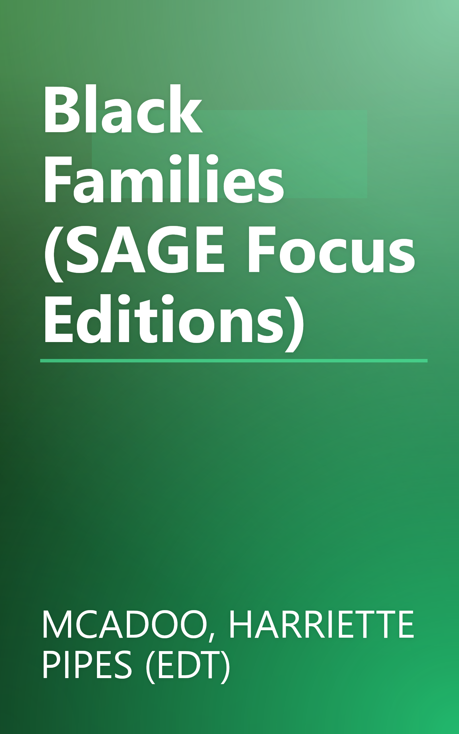 Black Families (SAGE Focus Editions) book cover
