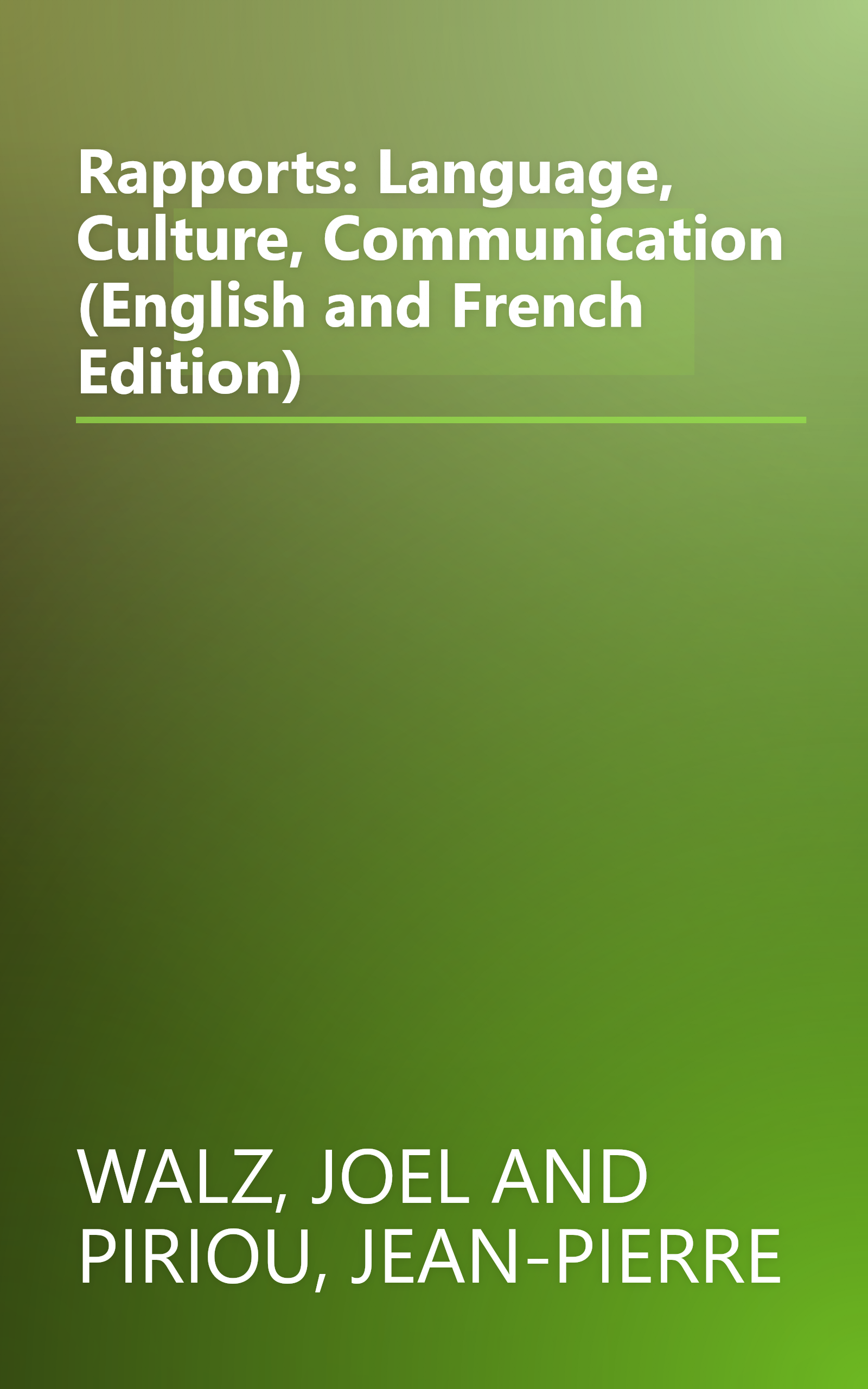 Rapports: Language, Culture, Communication (English and French Edition) book cover