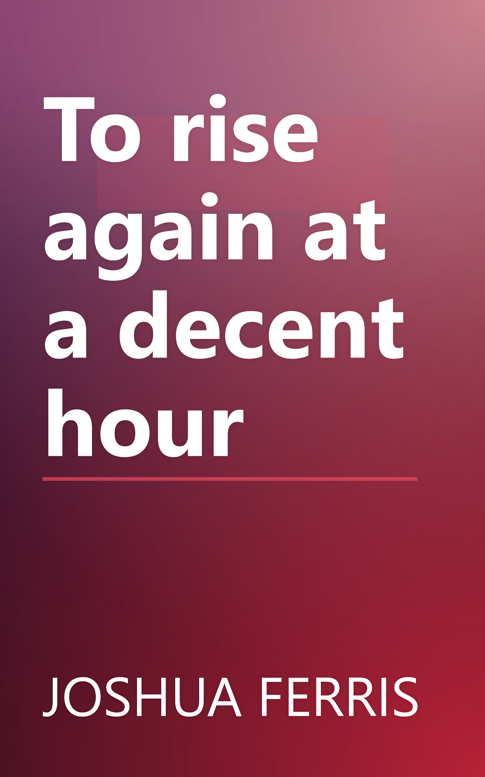 To rise again at a decent hour book cover