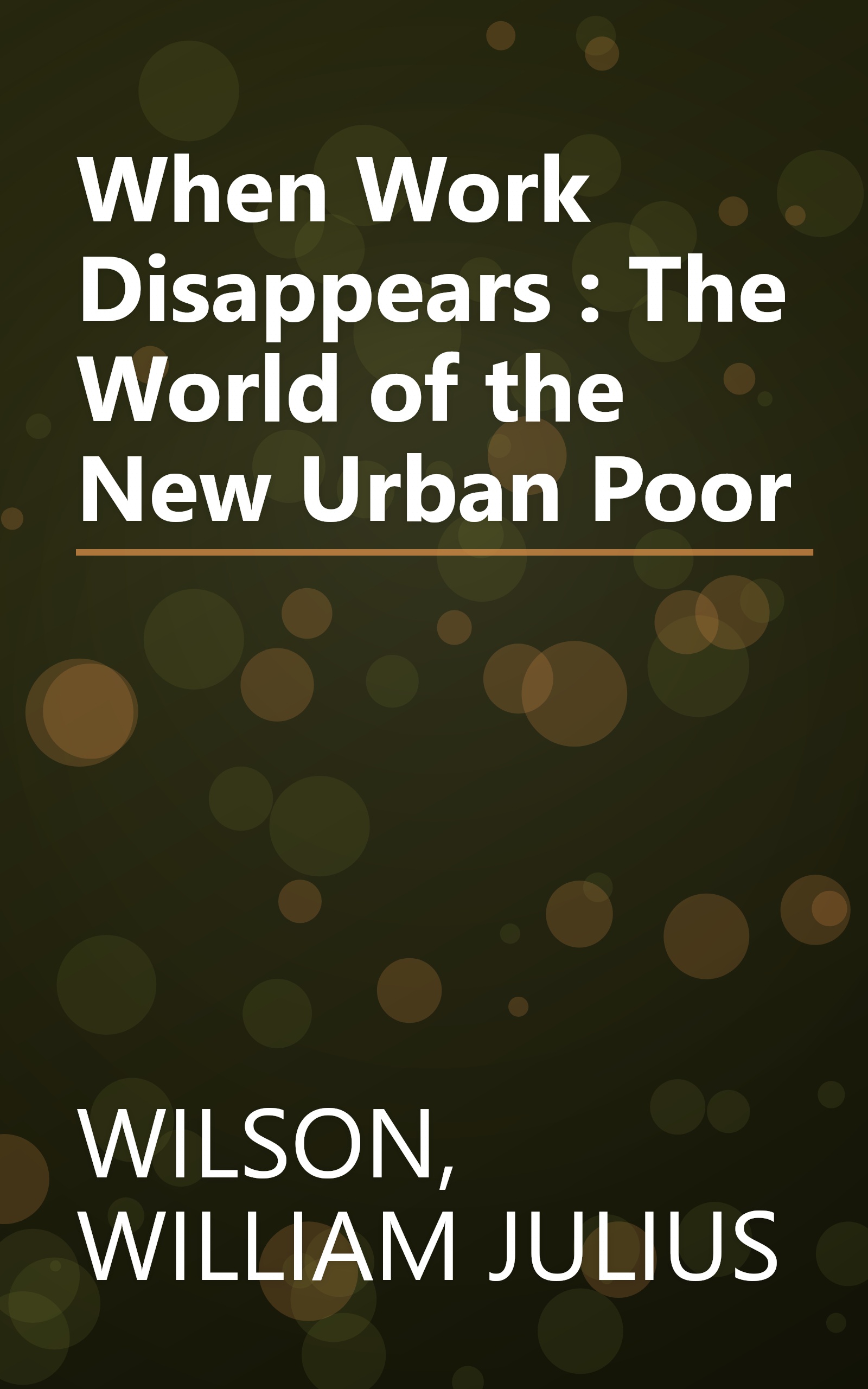 When Work Disappears : The World of the New Urban Poor book cover